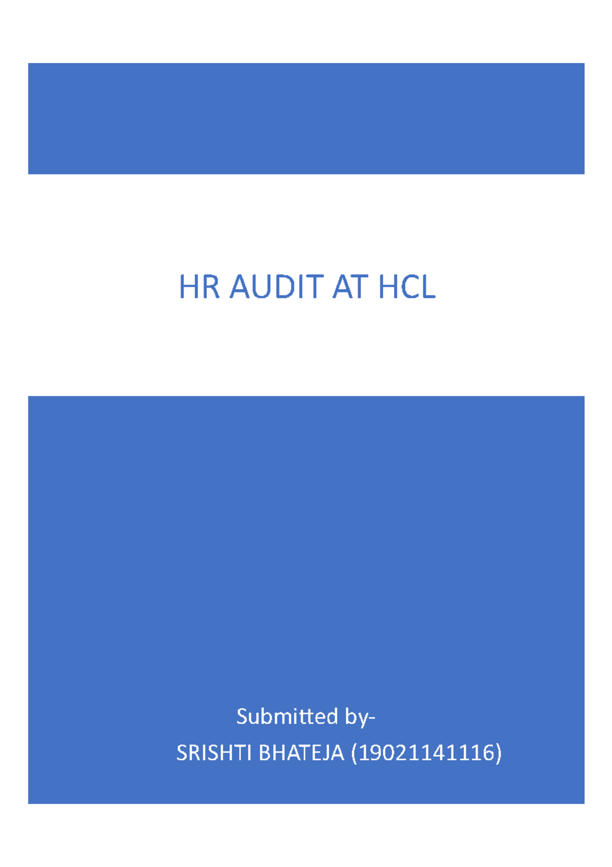 HRD audit - Submitted by- SRISHTI BHATEJA (19021141116) HR AUDIT AT HCL ...