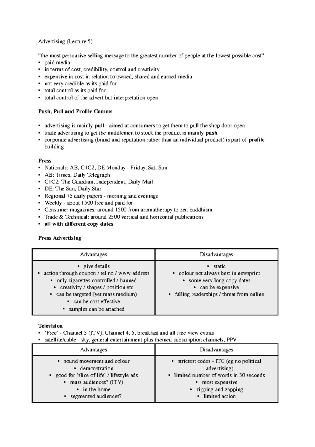 Lecture 5-7 - Advertising , Public Relations , Sales Promotion ...