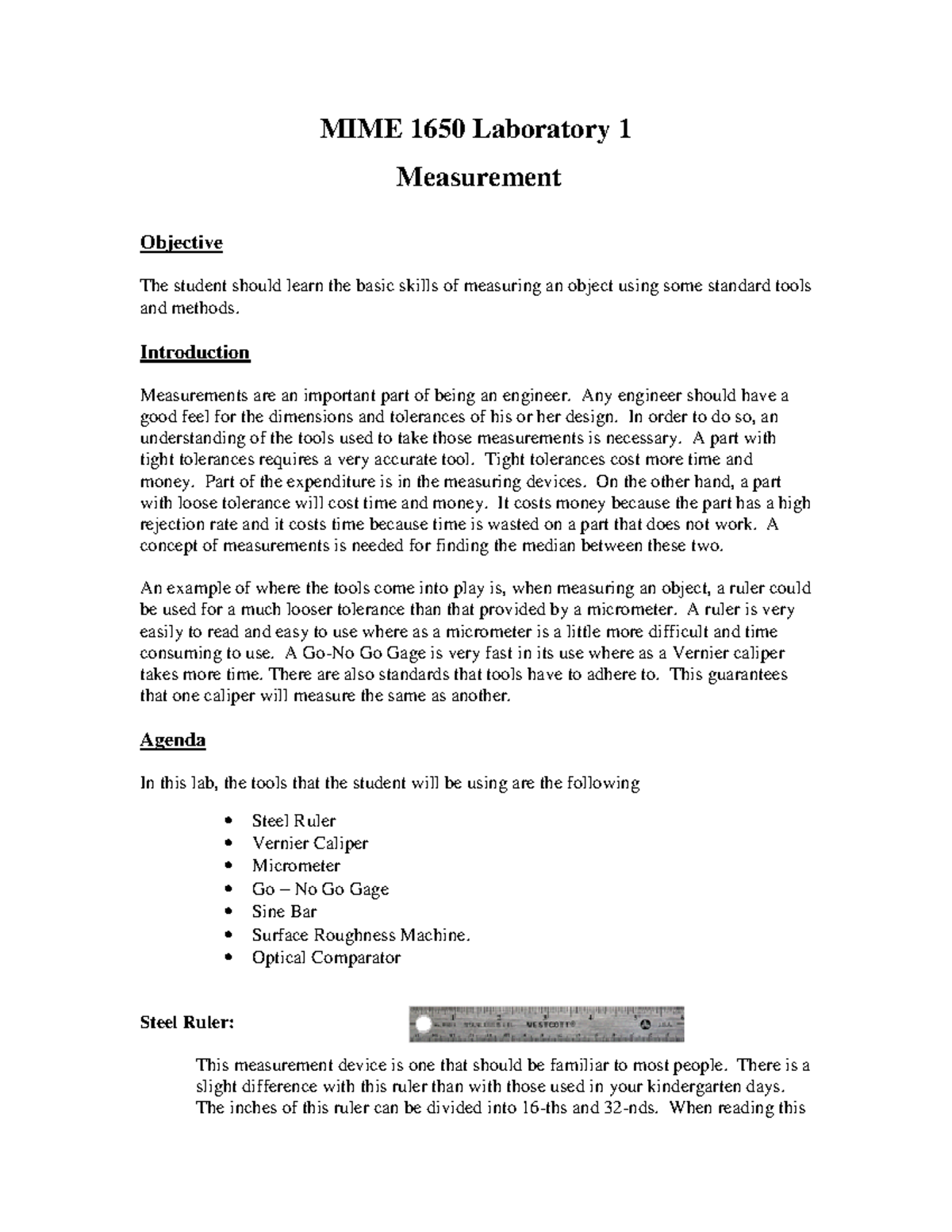 Lab1 measurements - Material Science - MIME 1650 Laboratory 1 ...