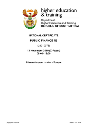 N6 Municipal Administration questions paper plus memo - REVISED ...