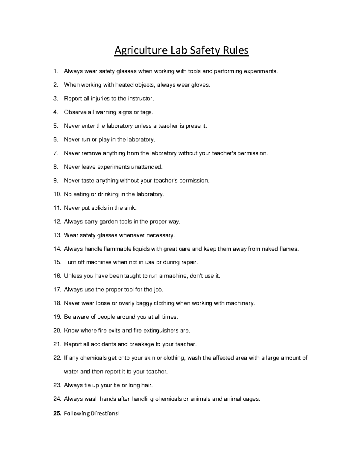 Agriculture lab safety rules - BUS 1101 - UoPeople - Studocu