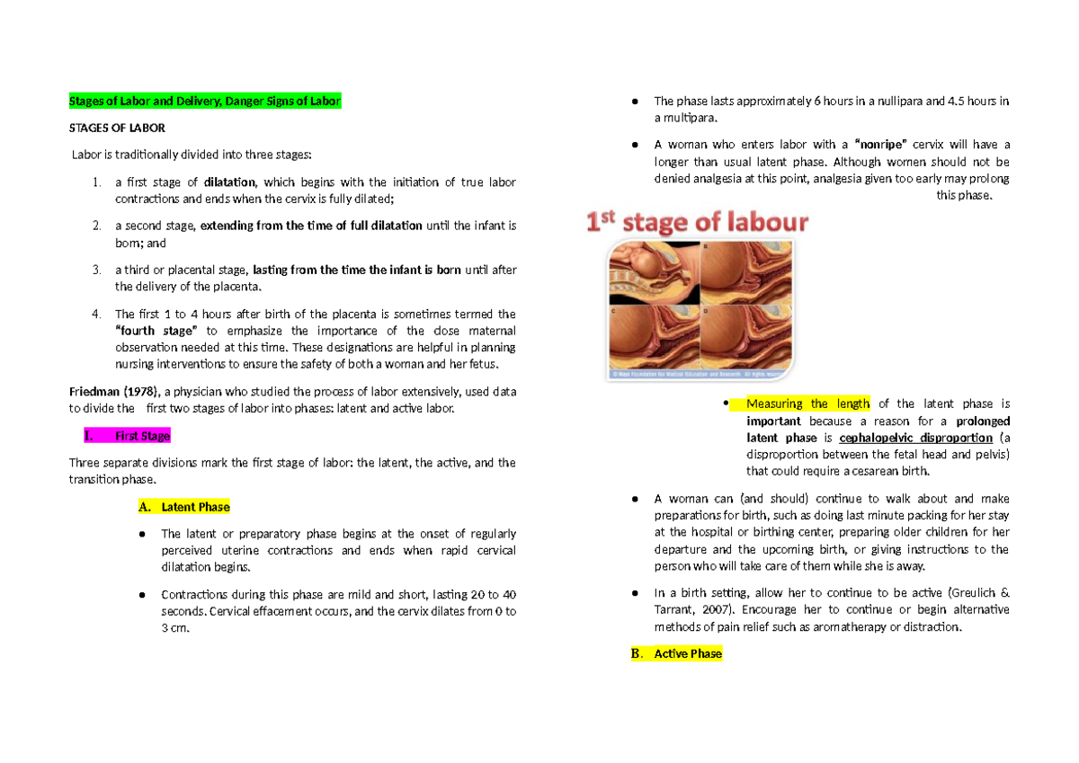 Stages OF Labor AND Delivery, Danger Signs OF Labor - Stages of Labor ...