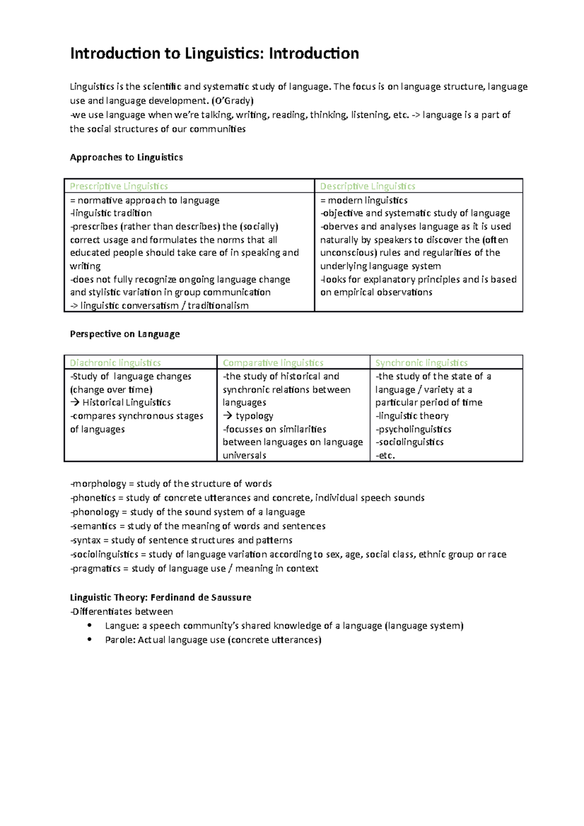 Introduction to Linguistics - The focus is on language structure ...
