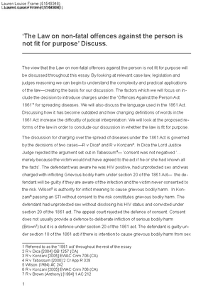 Critically discuss the case of R v Brown (1994) 1 AC 212 - Studocu