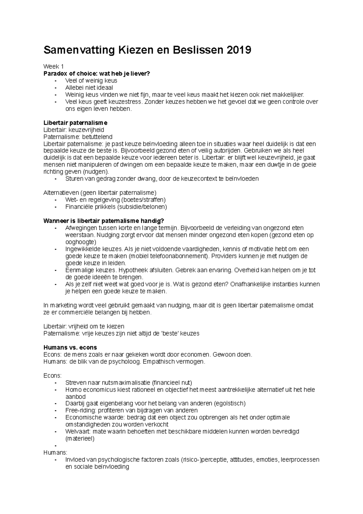 Kiezen en Beslissen samenvatting - Samenvatting Kiezen en Beslissen ...