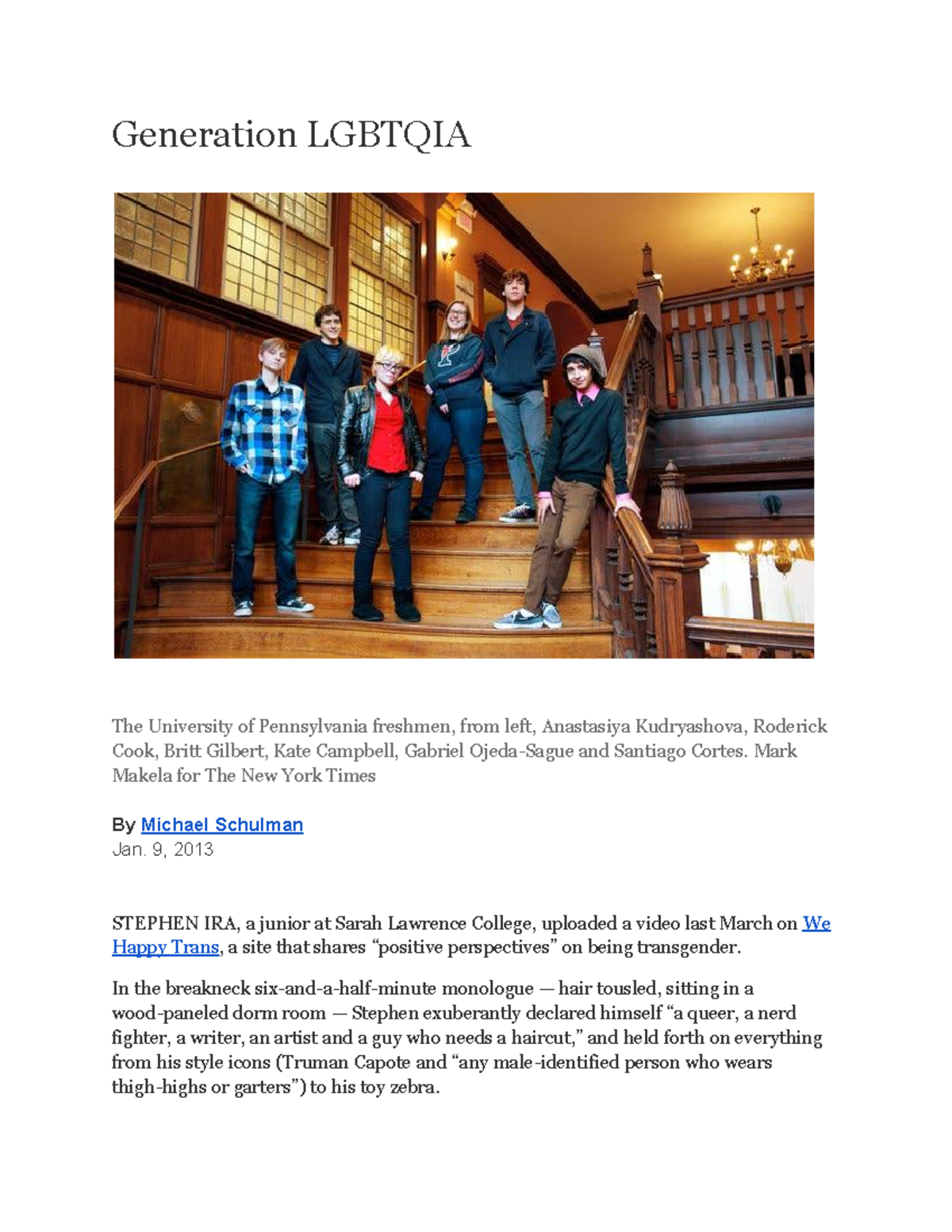 Generation Lgbtqia - reading material - Generation LGBTQIA The ...