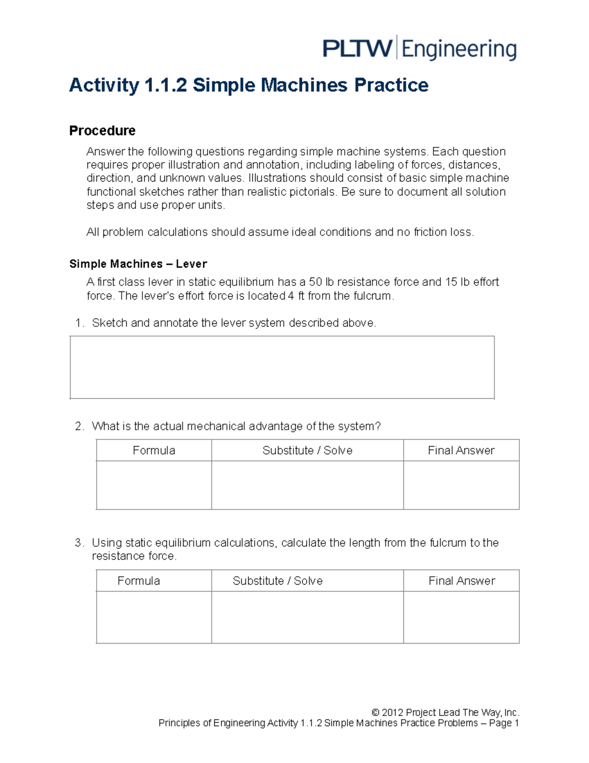 1 1 2 A Simple Machines Practice Problems copy - Activity 1.1 Simple ...