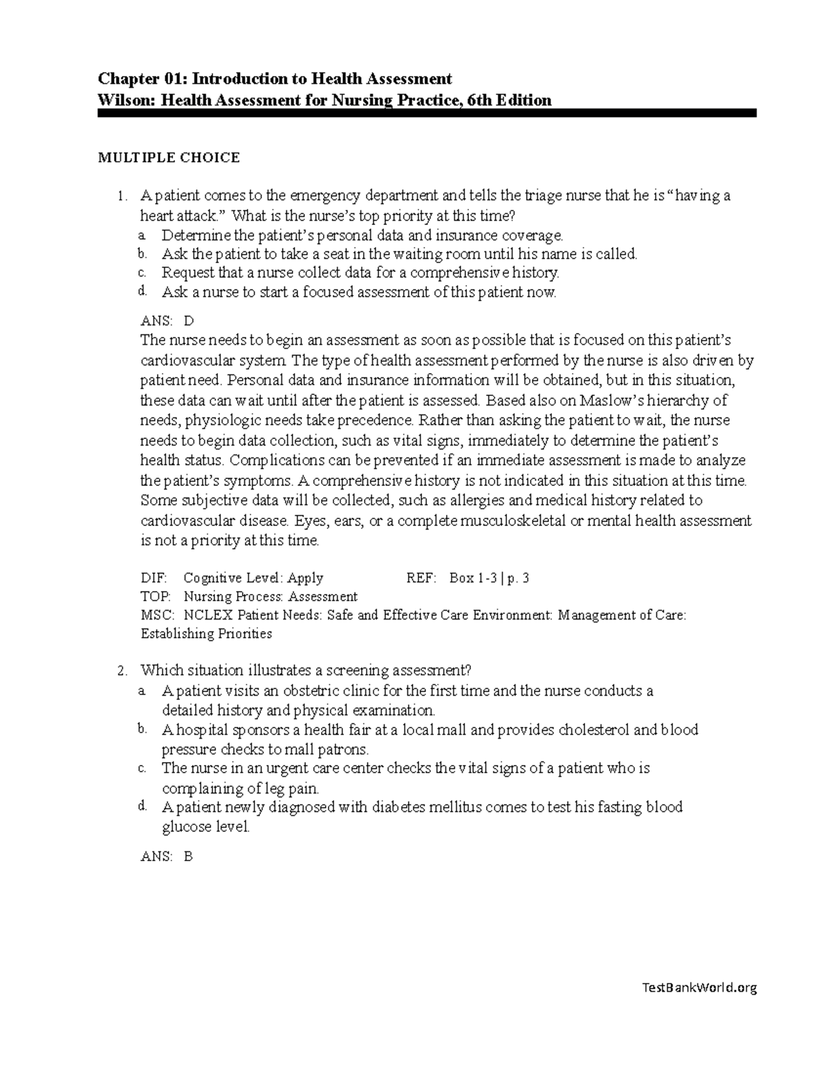 C1 - Practice question with answers and rationales - Chapter 01 ...