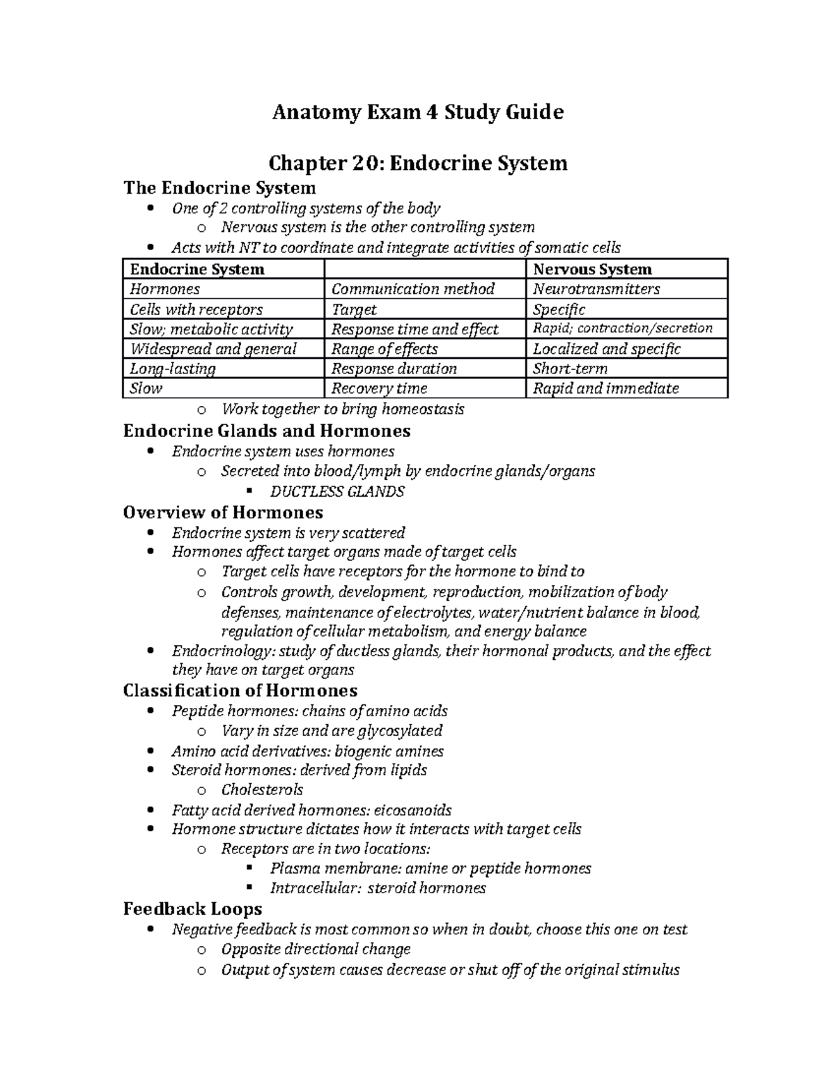 Anatomy Exam 4 Study Guide - Anatomy Exam 4 Study Guide Chapter 20 ...