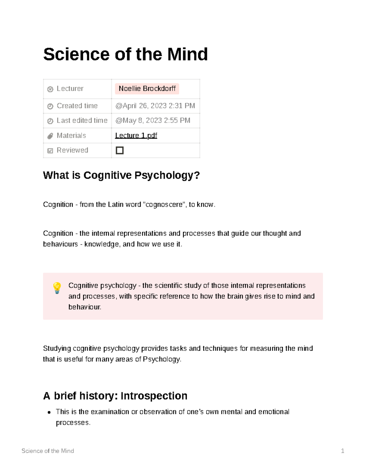 Science of the Mind - Science of the Mind Lecturer Noellie Brockdorff ...