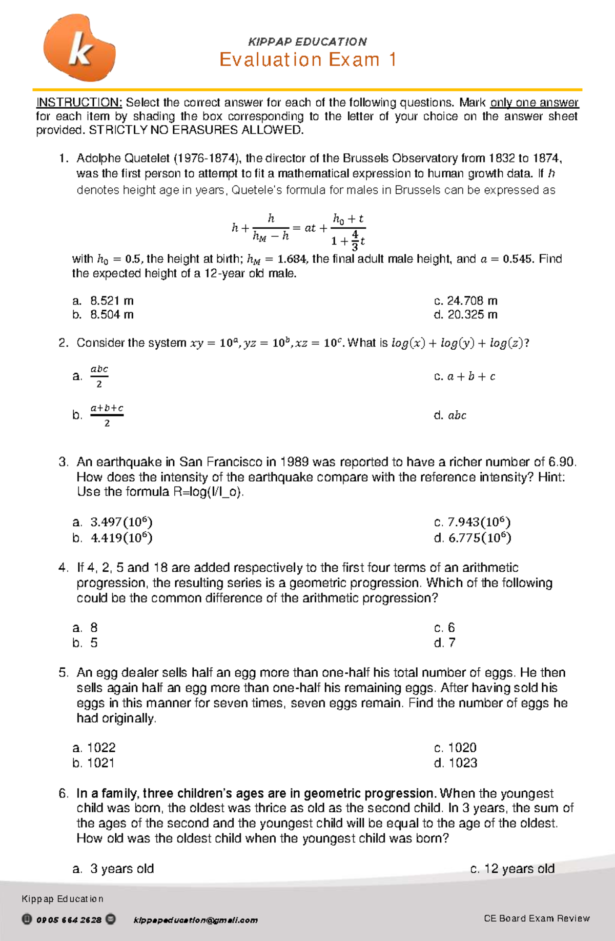 Kippap-Handout-Evaluation Exam 1 - KIPPAP EDUCATION Evaluat ion Exam 1 ...