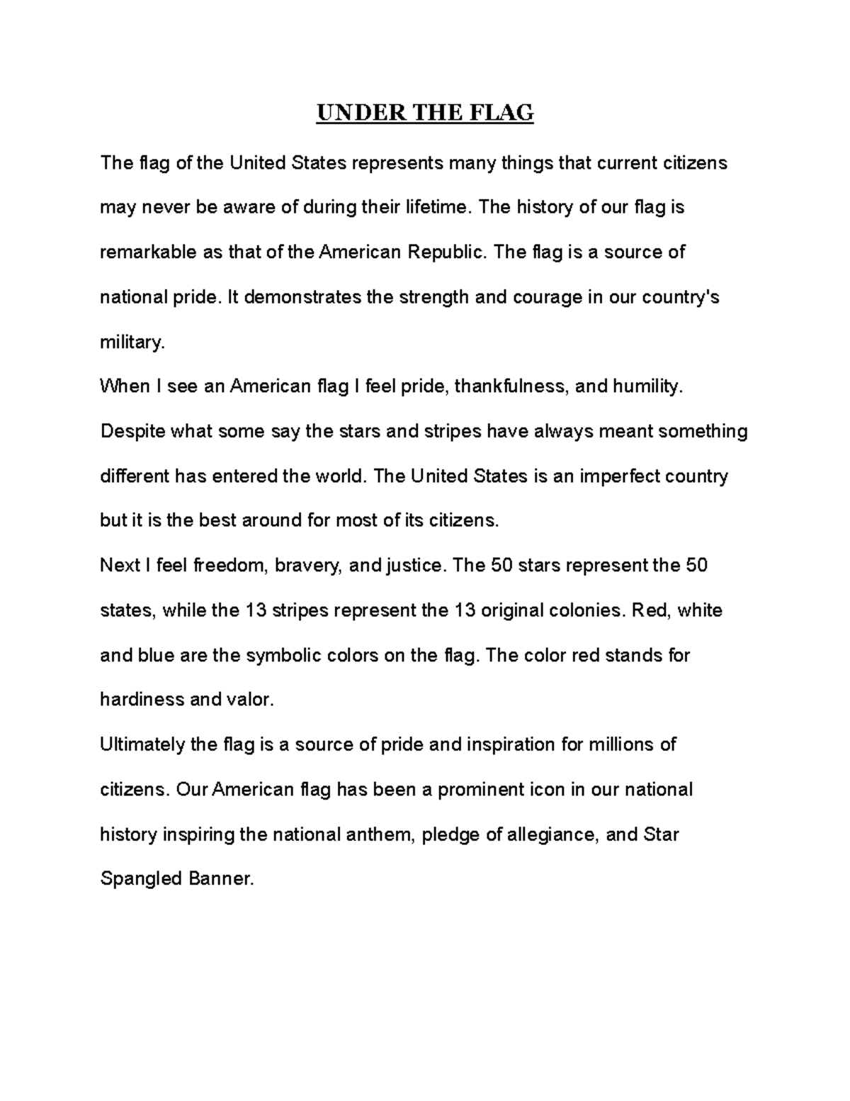 Flag Assignment - UNDER THE FLAG The flag of the United States ...
