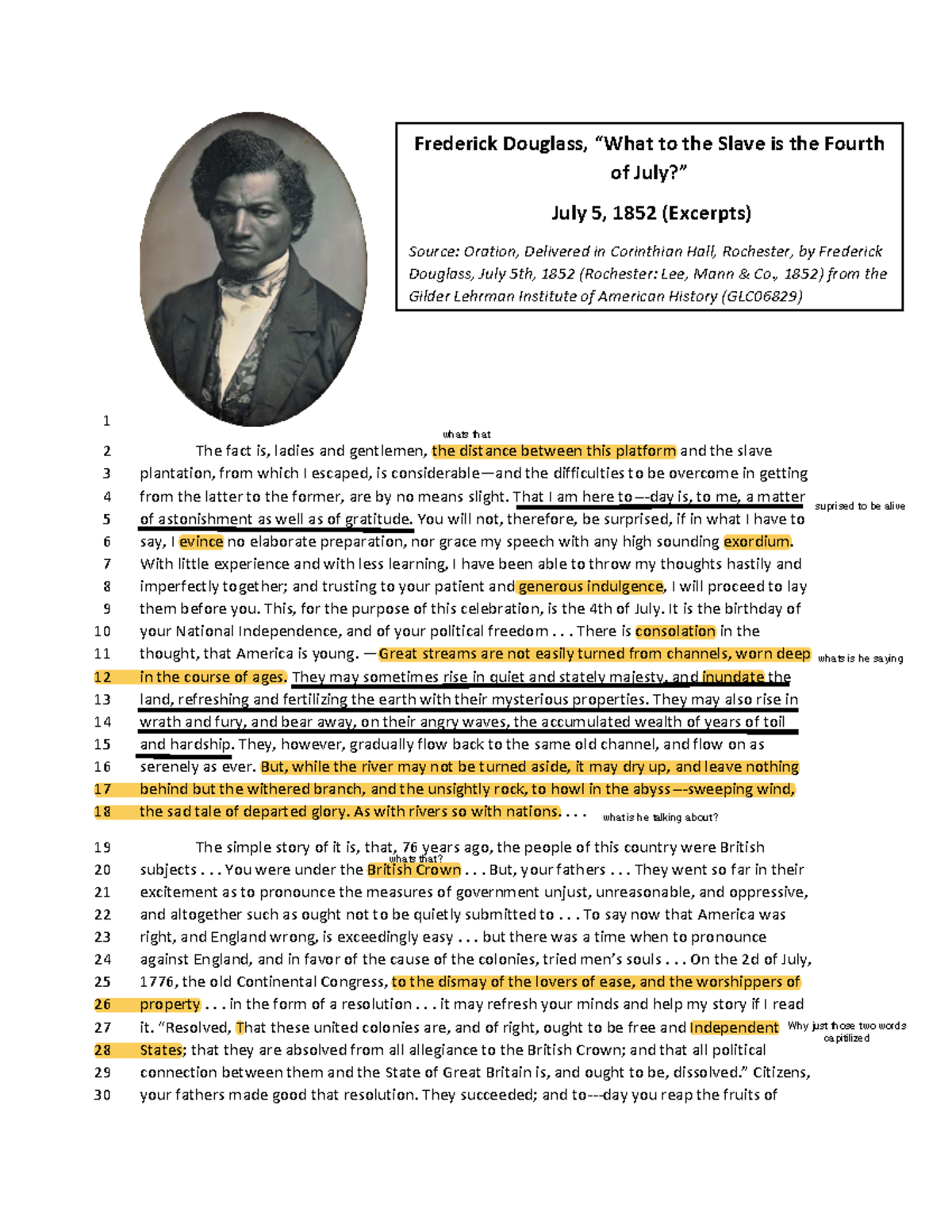 Socratic Semianr TEXT - WHAT TO THE Slave IS THE Meaning OF THE 4TH OF ...