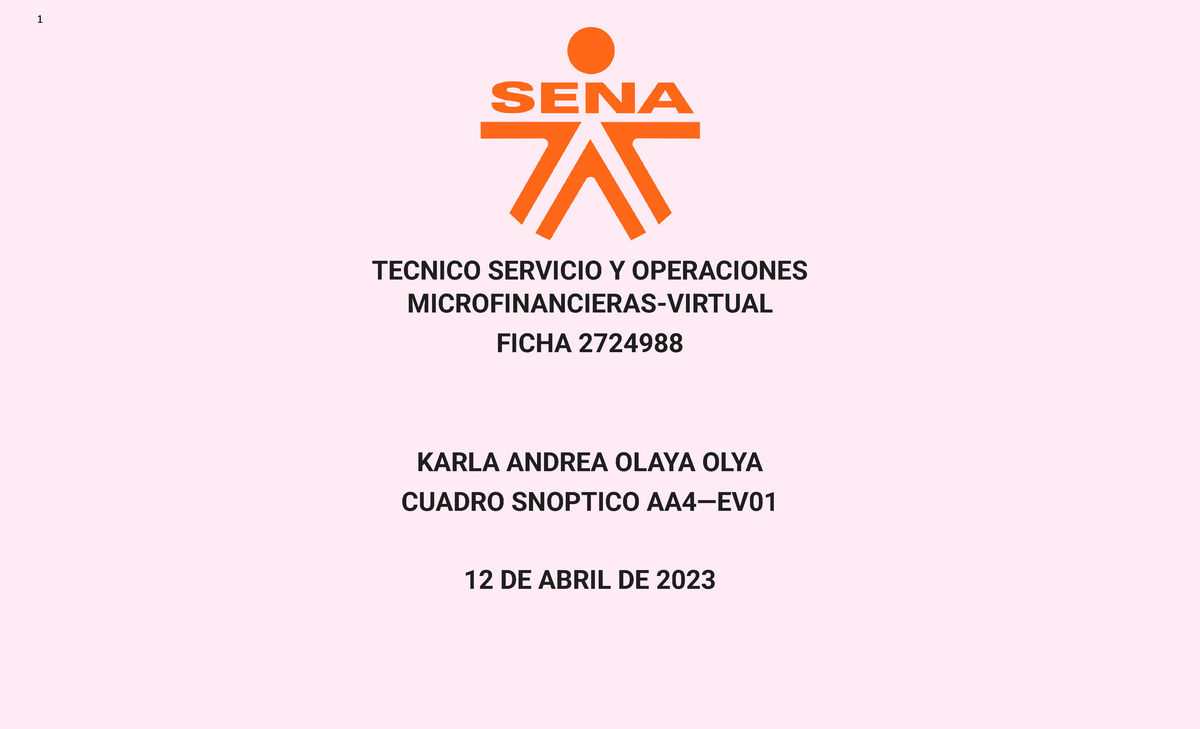 Cuadro Sinoptico AA4 - EV01 - 1 TECNICO SERVICIO Y OPERACIONES MICROFINANCIERAS-VIRTUAL FICHA ...