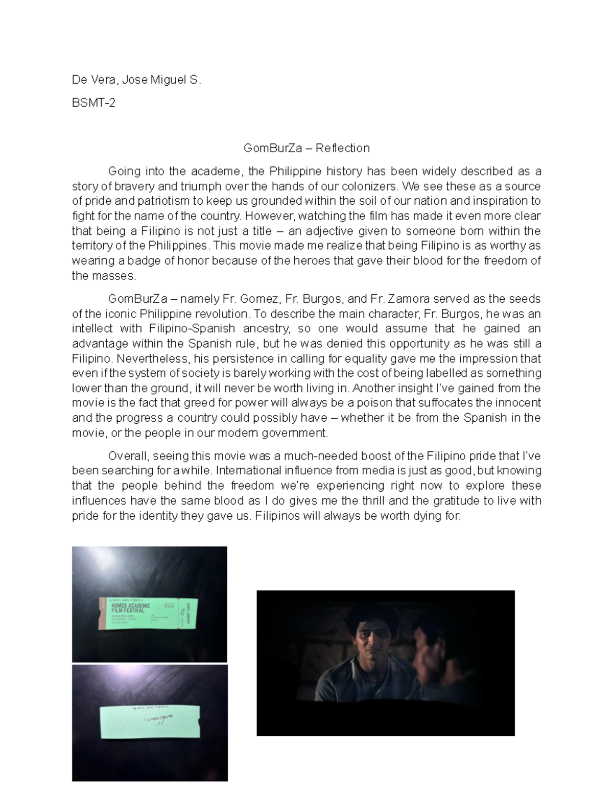 De Vera Gomburza Reflection - De Vera, Jose Miguel S. BSMT- 2 GomBurZa ...