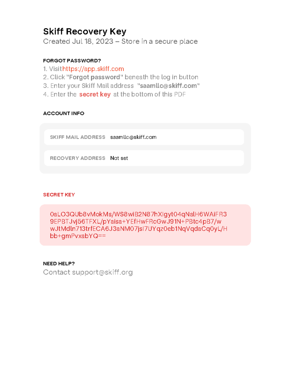 Saamllc skiff recovery key - Skiff Recovery Key Created Jul 18, 2023 ...