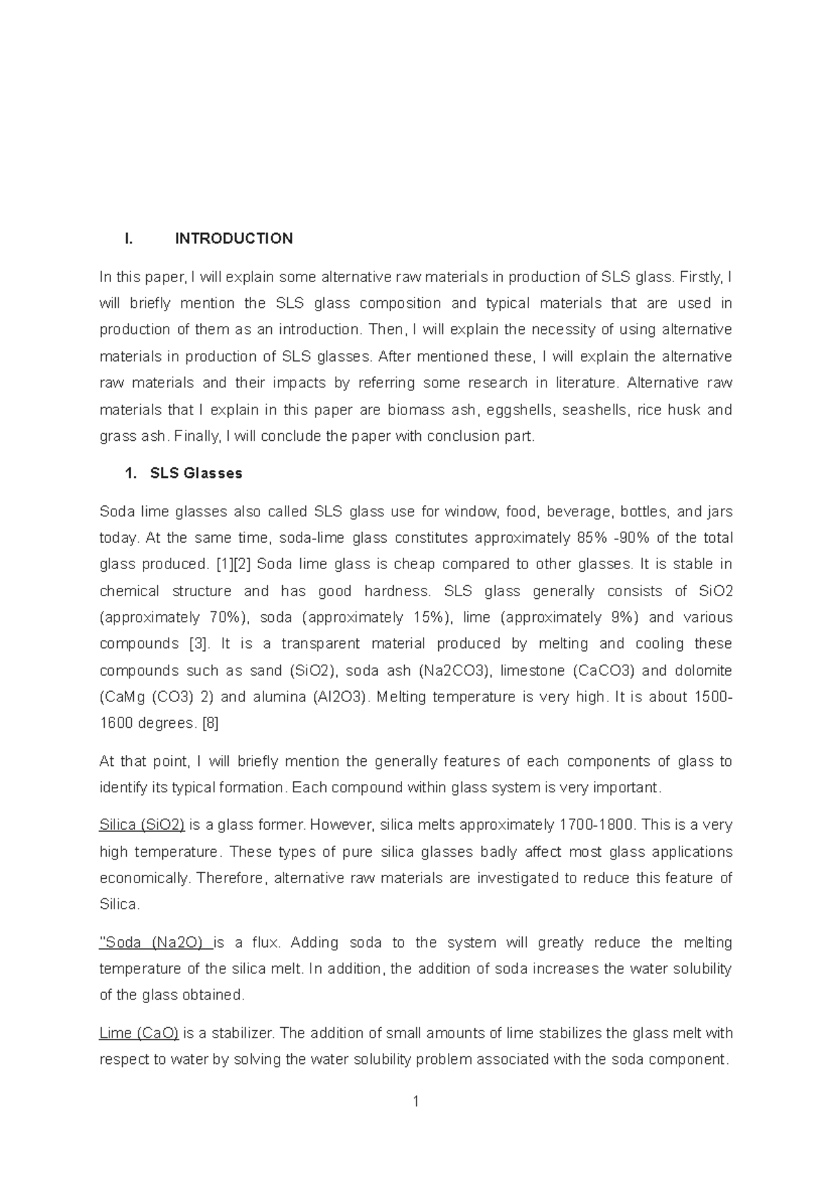 Sls glass - .... - I. INTRODUCTION In this paper, I will explain some ...