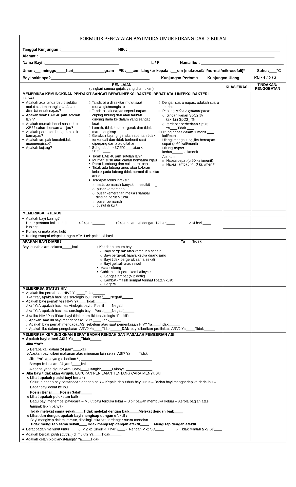 Salinan Final Formulir Pencatatan BAYI MUDA edit SHK - FORMULIR ...
