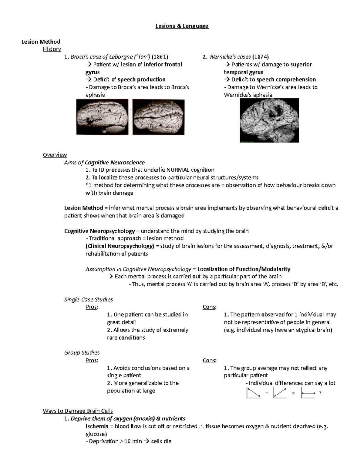 Lesions & Language - Lesions & Language Lesion Method History 1. Broca ...