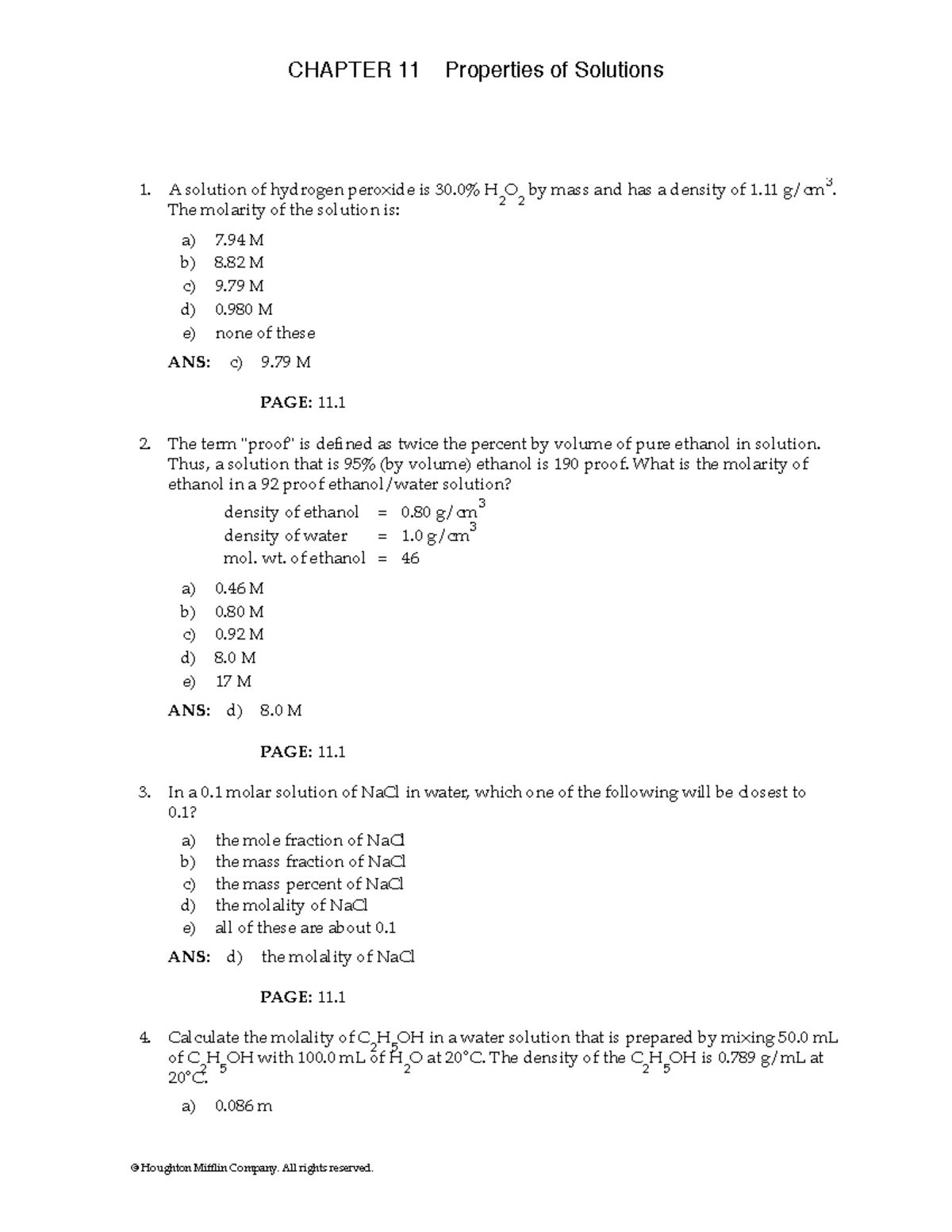 Tb11 chemistry question and answer - ! 1.! A solution of hydrogen ...