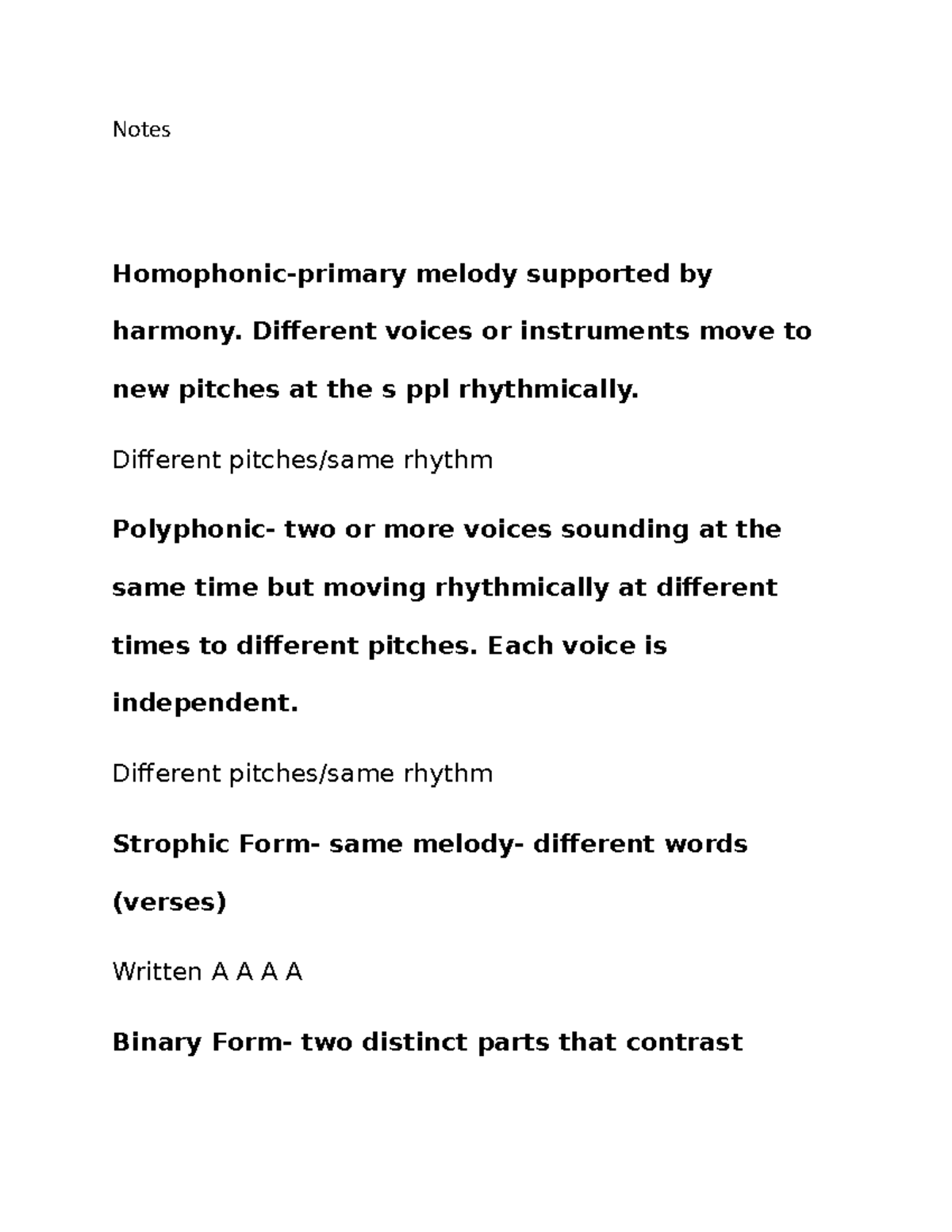 Document 174 - generations - Notes Homophonic-primary melody supported ...