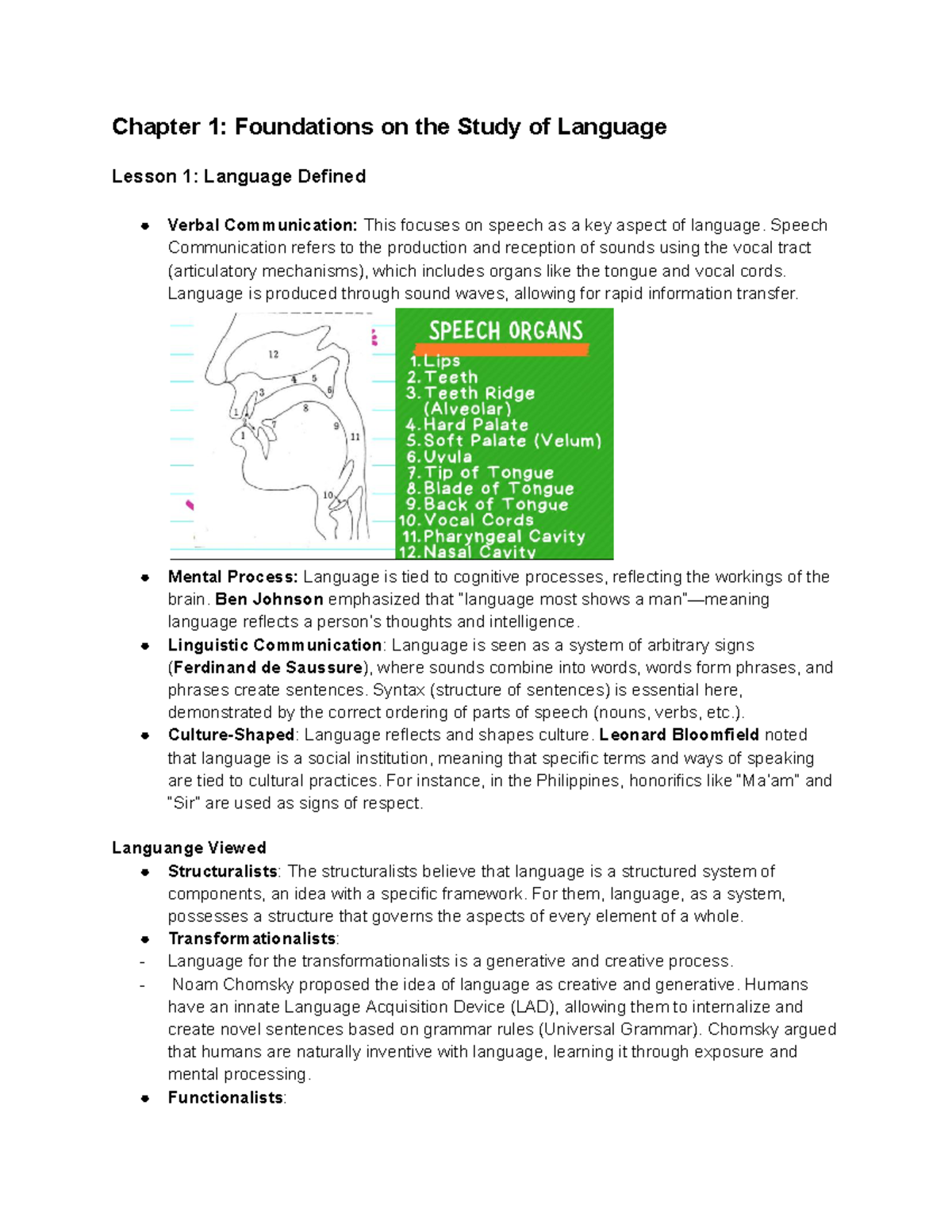 ITL Reviewer - Chapter 1: Foundations on the Study of Language Lesson 1 ...