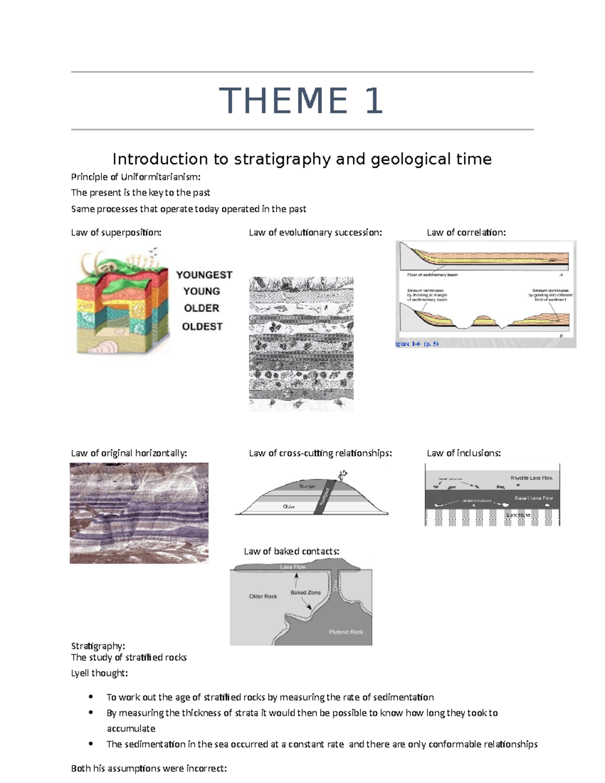 Theme 1 - Summary Geology - THEME 1 Introduction to stratigraphy and ...