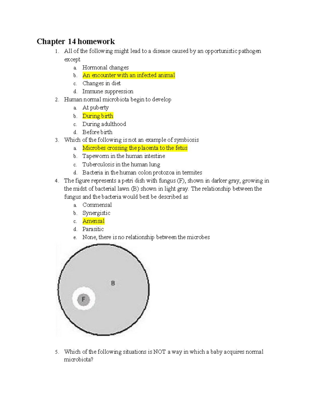Microbiolgy chapter 14 homework - Chapter 14 homework All of the ...