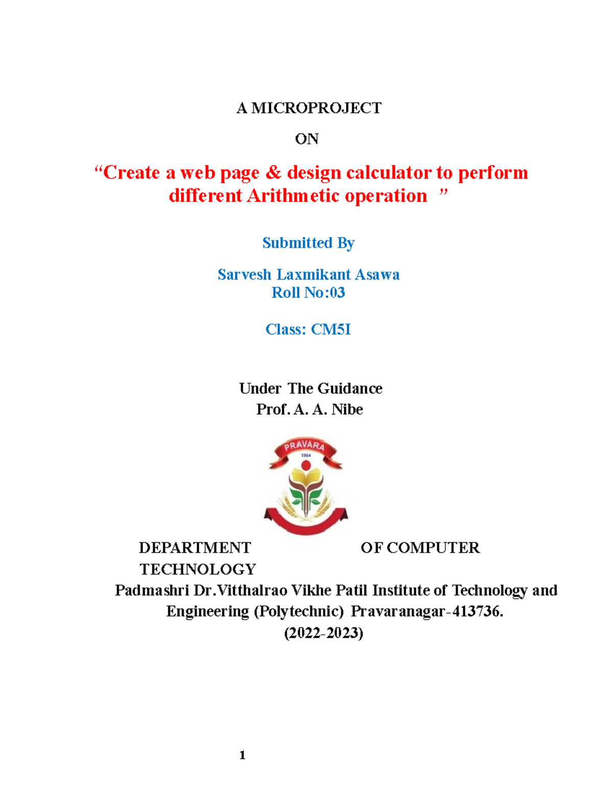 Calculator - A MICROPROJECT ON “Create a web page & design calculator ...