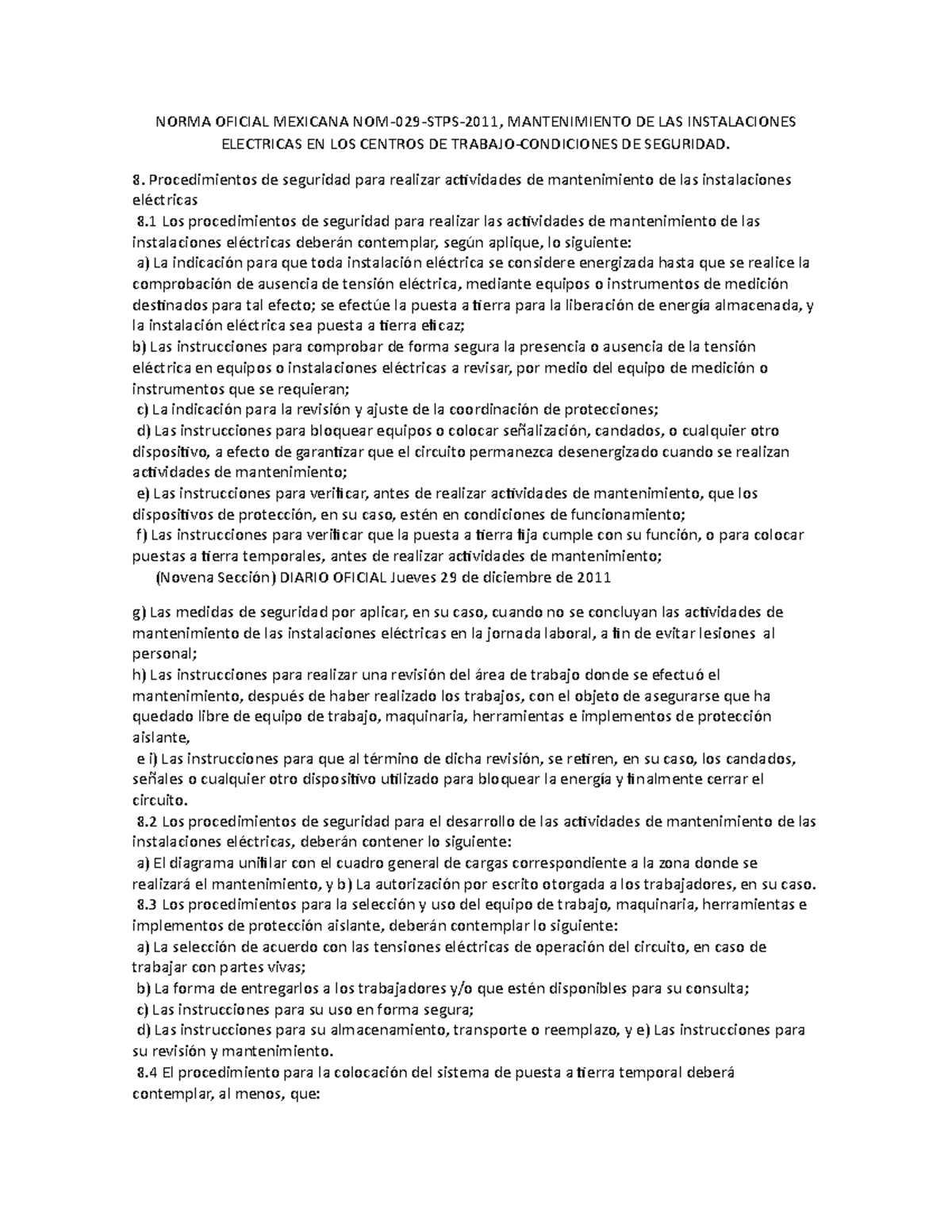 Resumen de la Norma Oficial Mexicana NOM - NORMA OFICIAL MEXICANA NOM ...