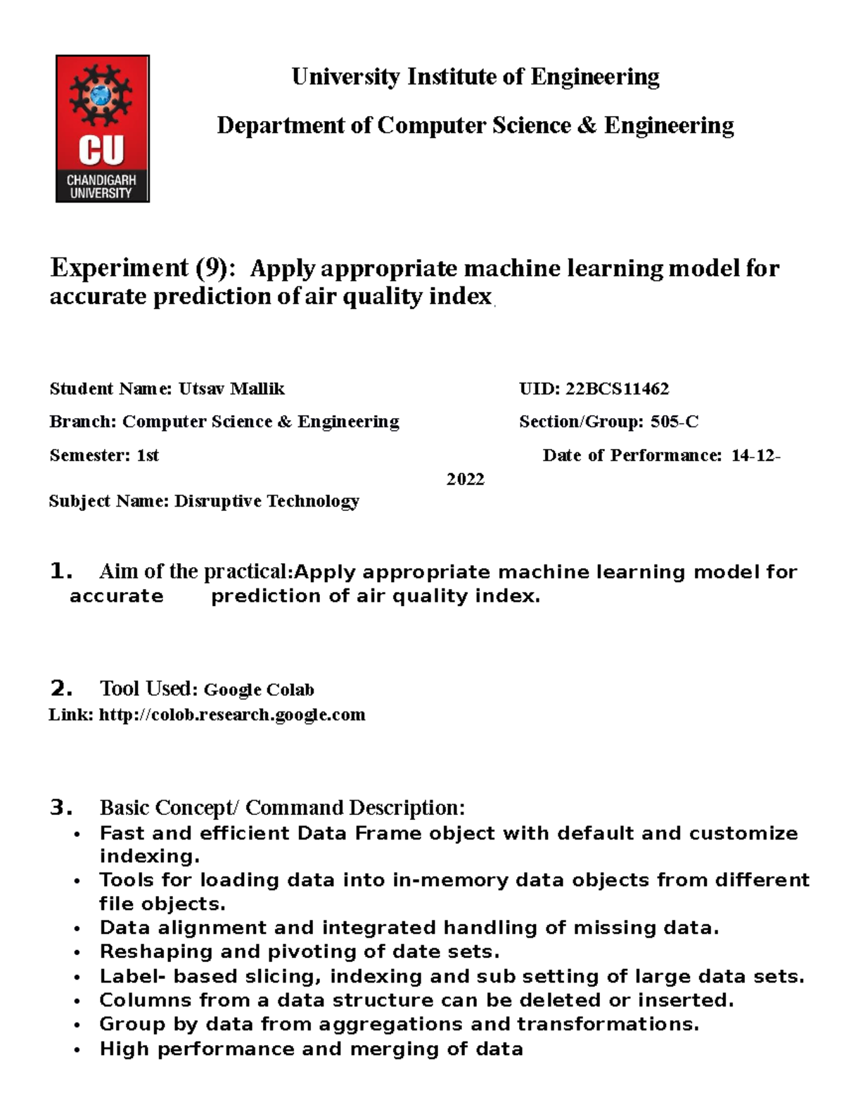 DT Practical 9 utsav - Department of Computer Science & Engineering ...