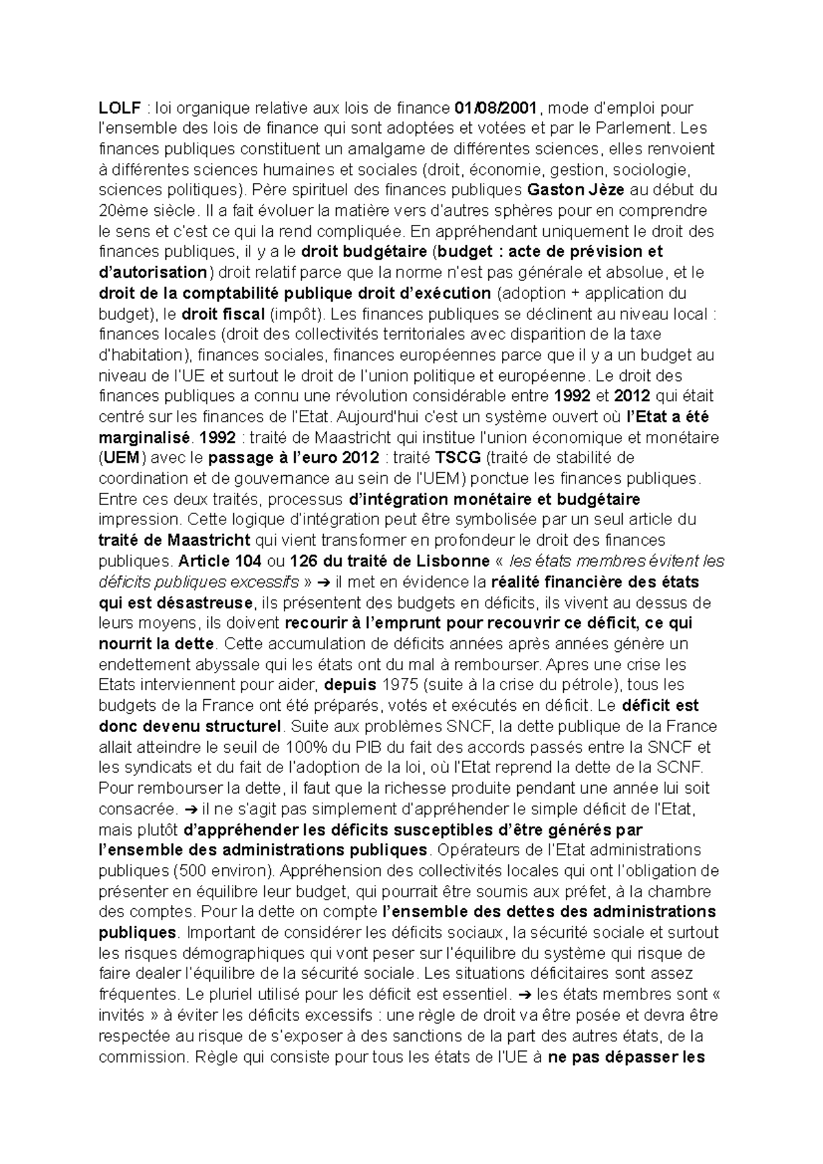 LOLF - Notes de cours Cours 3 finances - LOLF : loi organique relative ...