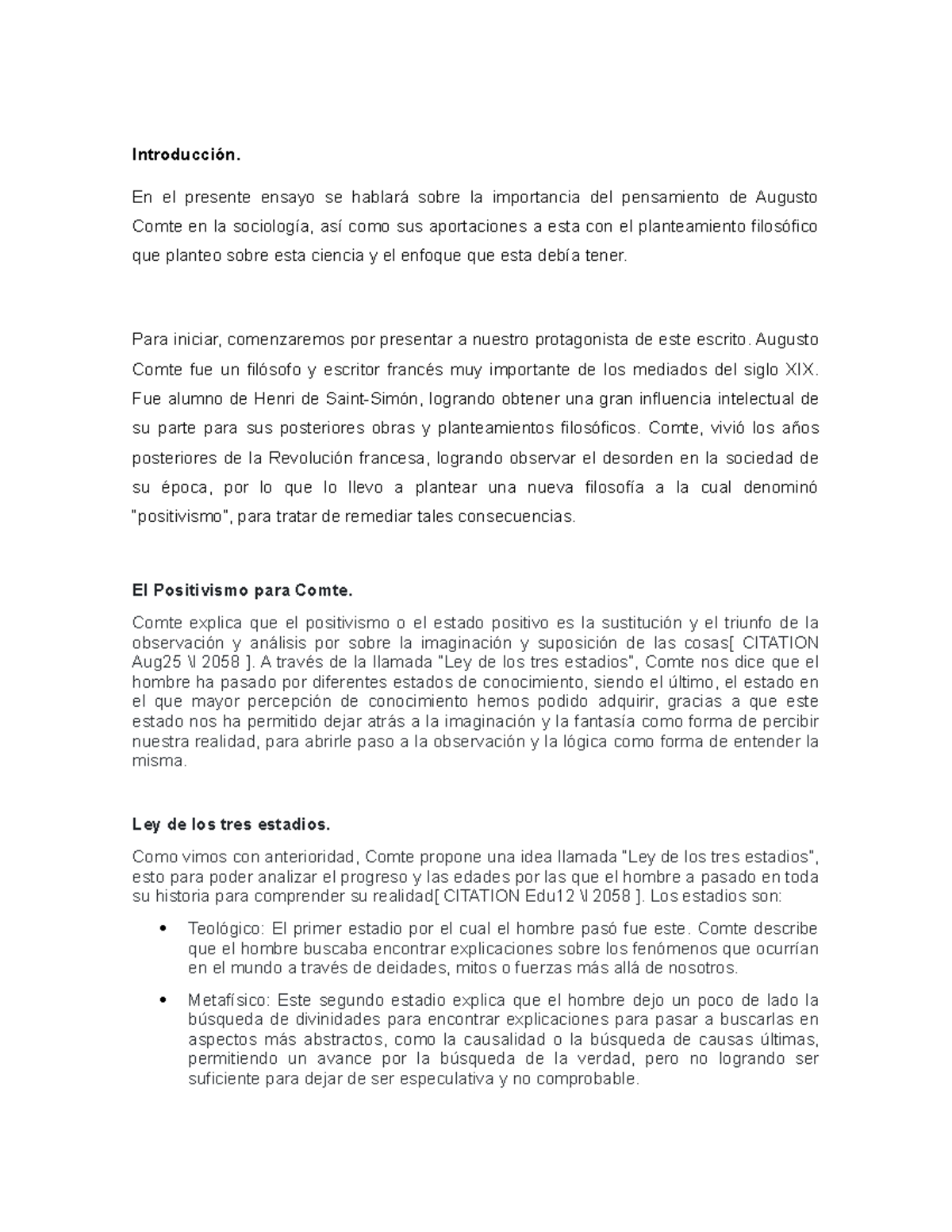Orden Y Progreso EN Augusto Comte - Introducción. En el presente ensayo ...