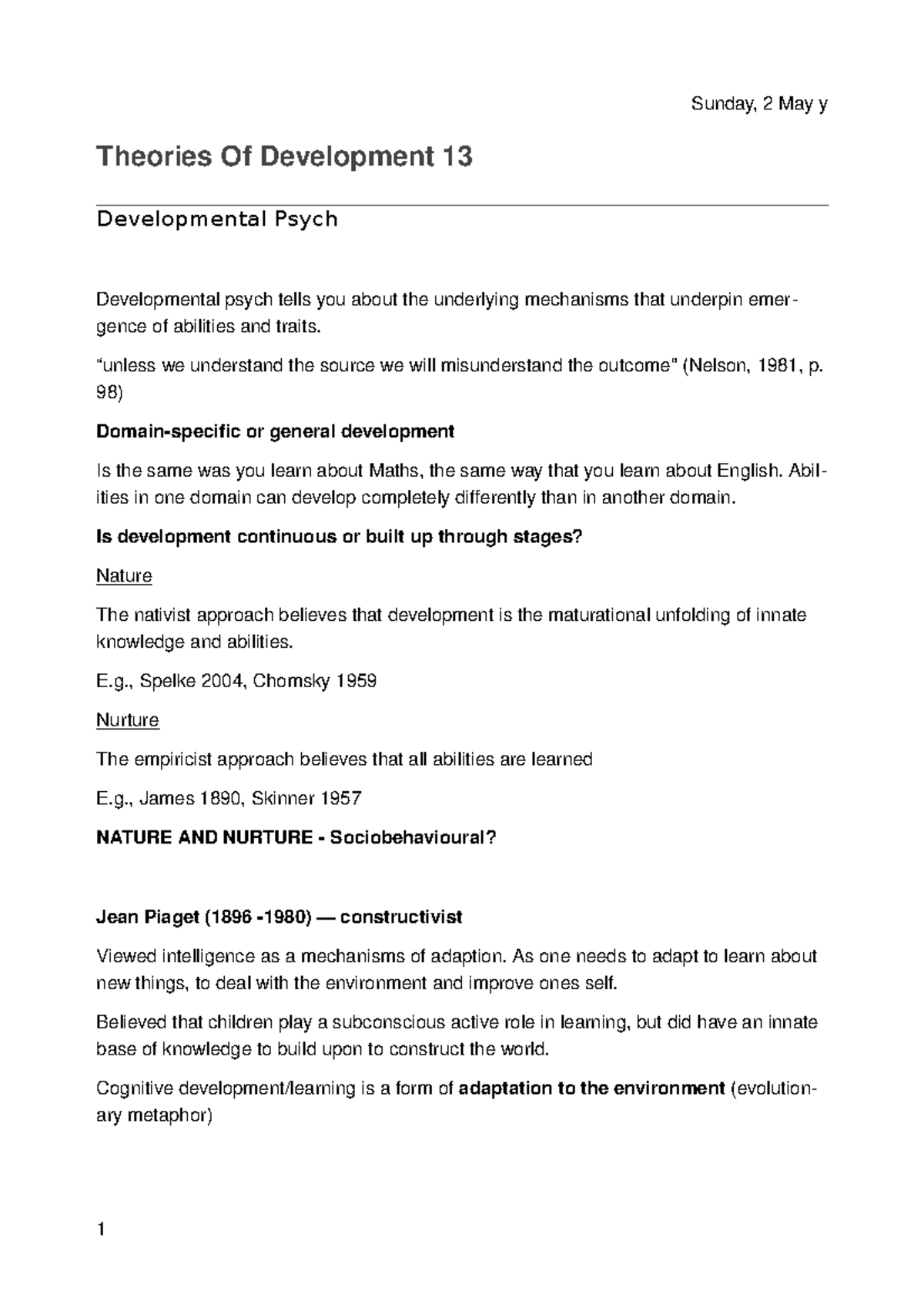 Theories of development - we understand the source we will ...