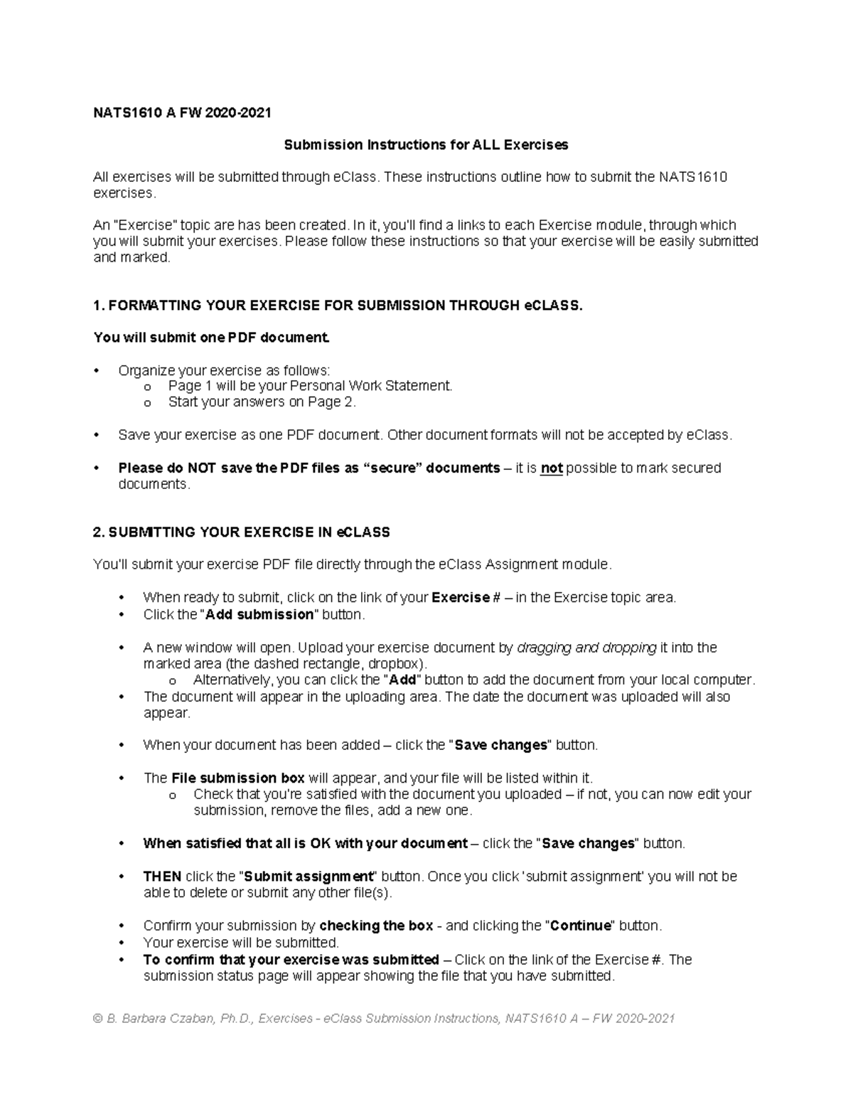 04 - e Class Submission Instructions for Exercises - © B. Barbara ...