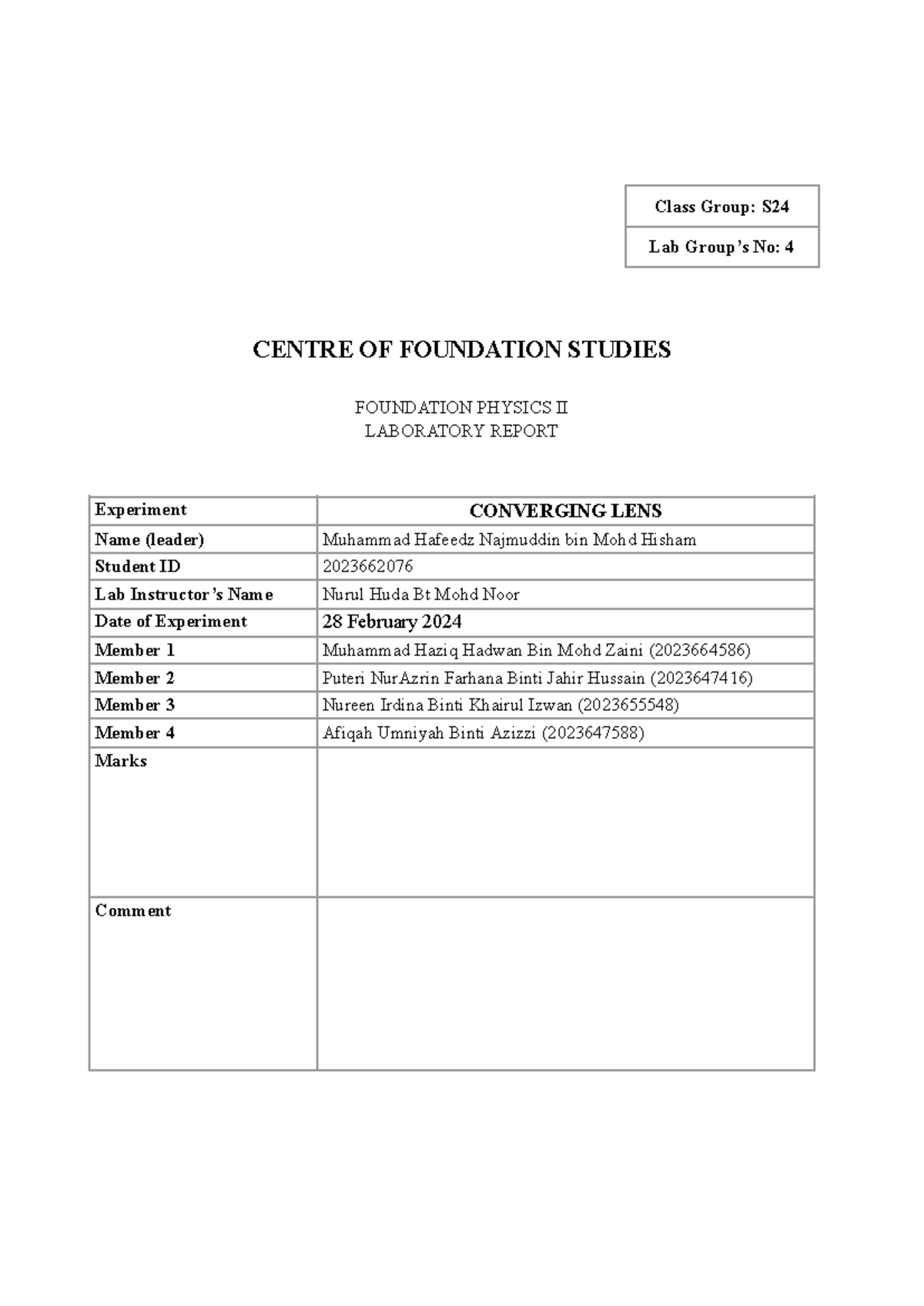 PHY098%20LAB%20 Report%20 Experiment%207%20:%20 Convex%20LENS pdf ...