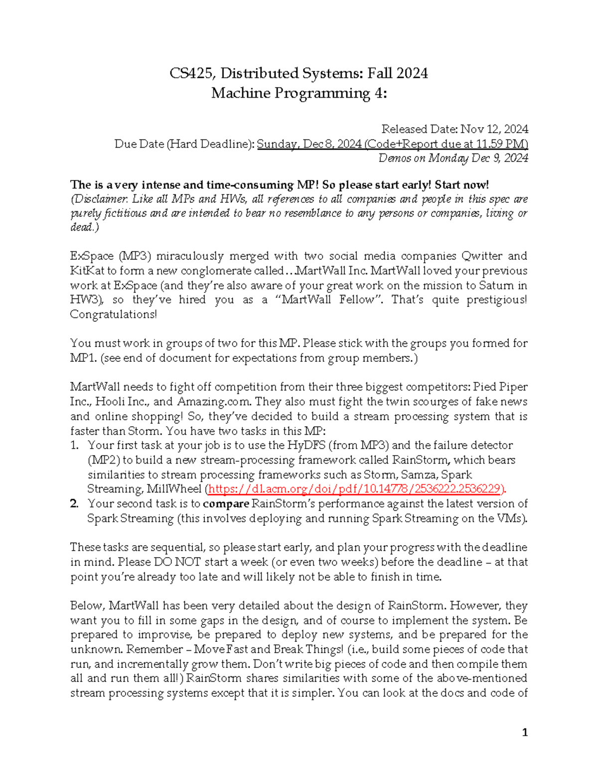 MP4 - CS425 - CS425, Distributed Systems: Fall 20 24 Machine ...