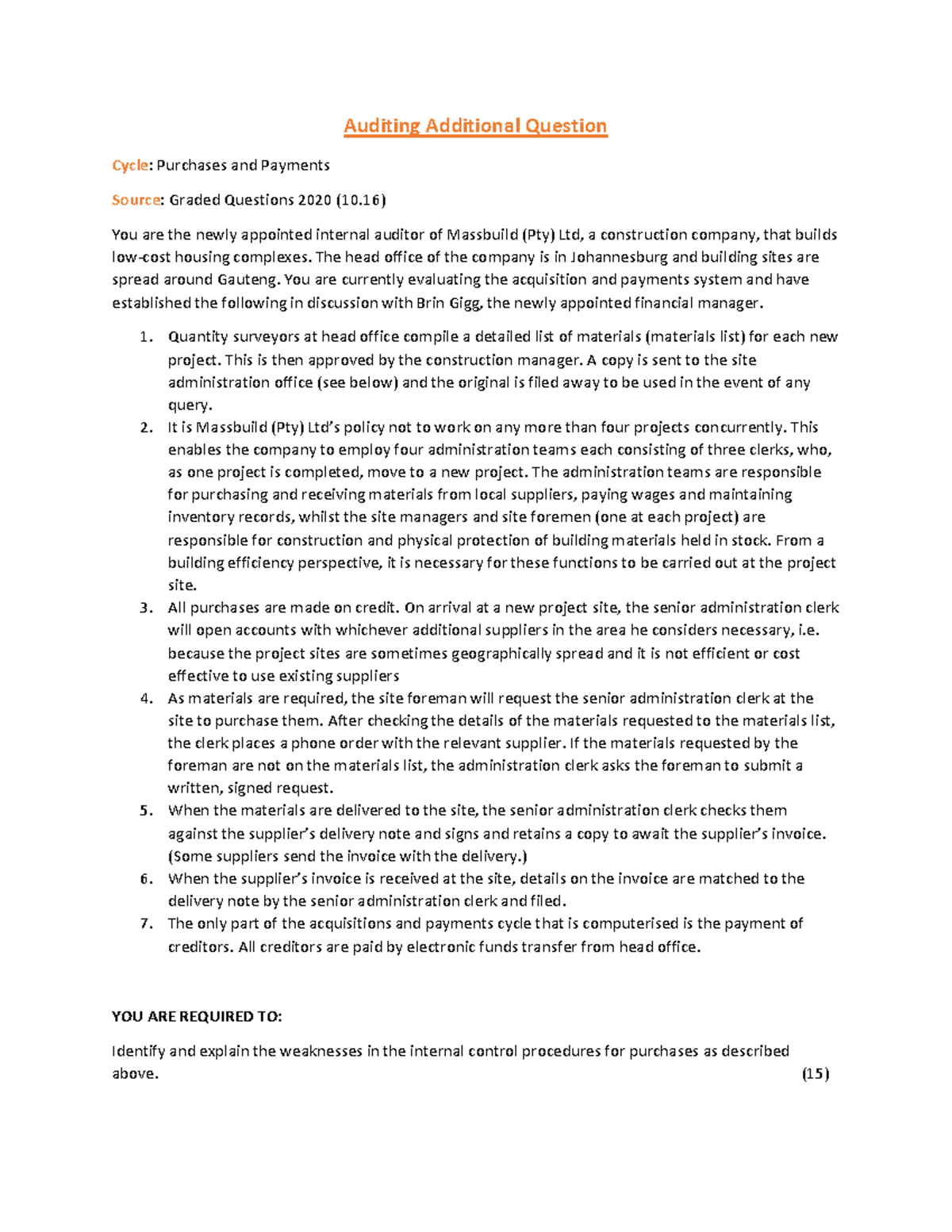 Fasset Auditing Question (28 August) - Auditing Additional Question ...
