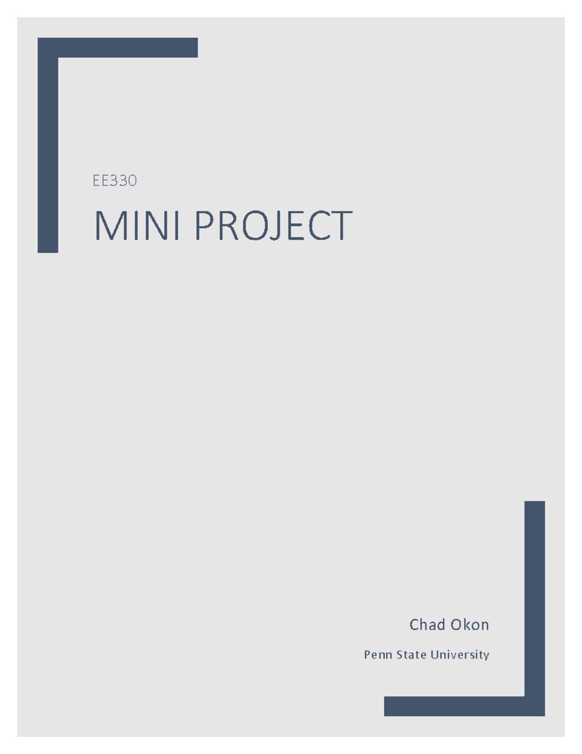 EE330 mini Project - EE MINI PROJECT Chad Okon Penn State University 1a ...