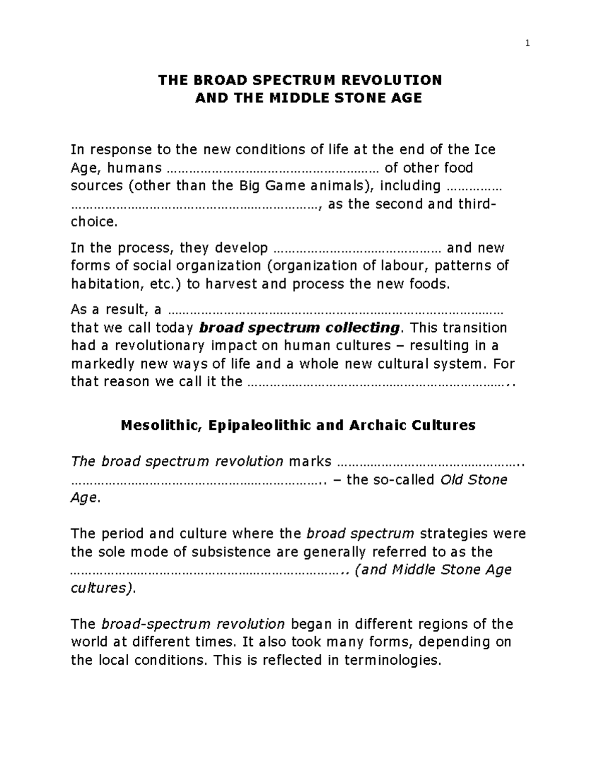 Class 5 - Broad Spectrum Collecting - THE BROAD SPECTRUM REVOLUTION AND ...