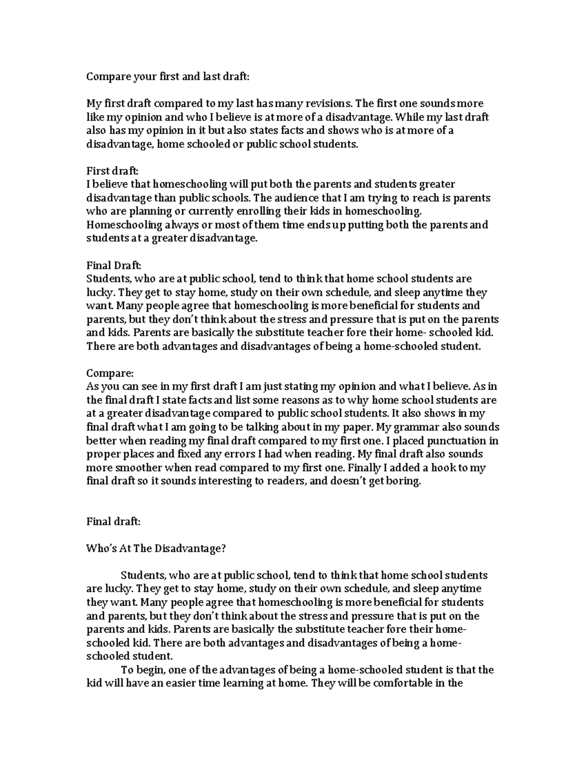 04.08 publishing your argument - Compare your first and last draft: My ...