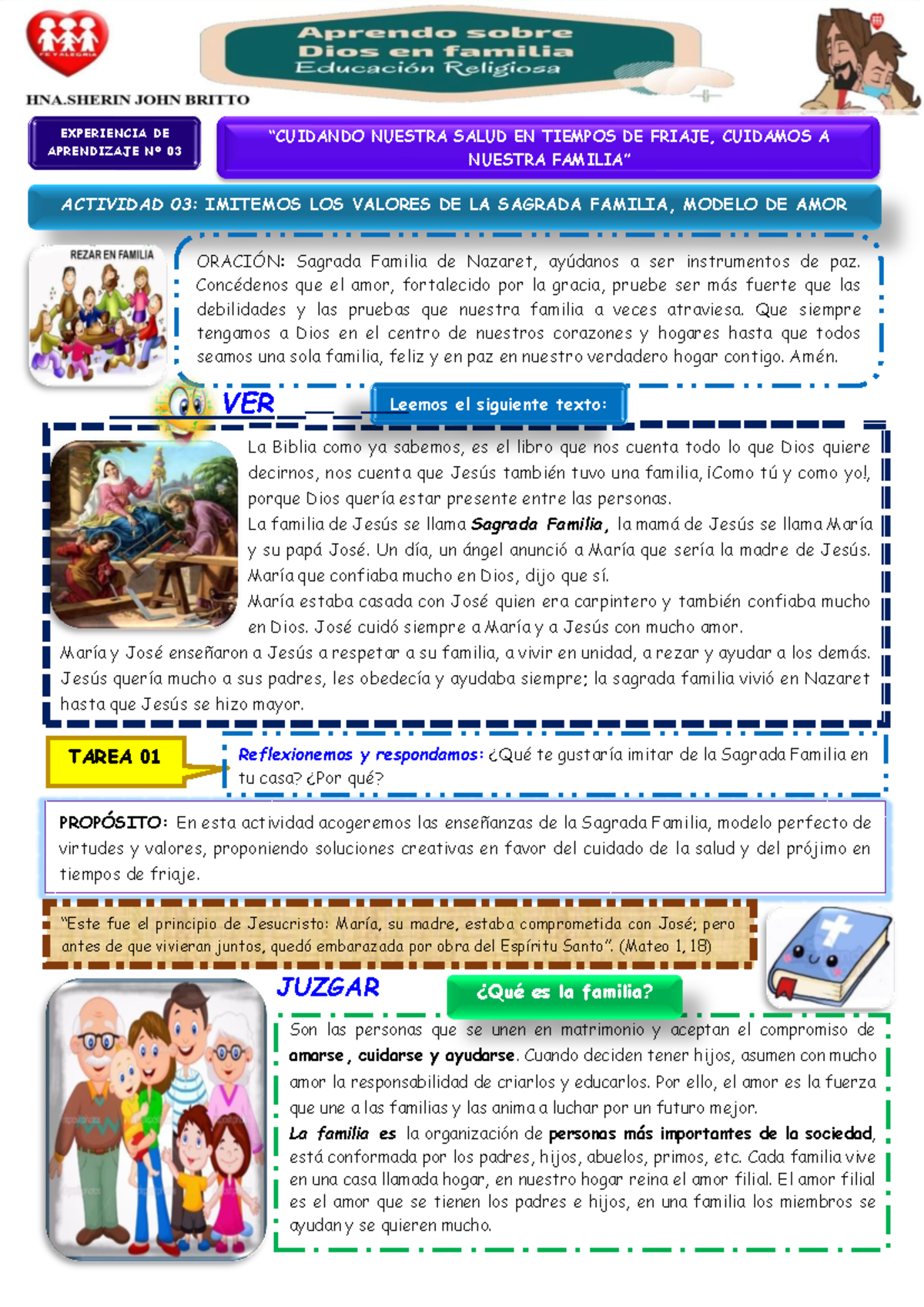 1° AÑO SEC Actividad 03 EXP 03 LA Sagrada Familia FA 2022 - PROPÓSITO ...