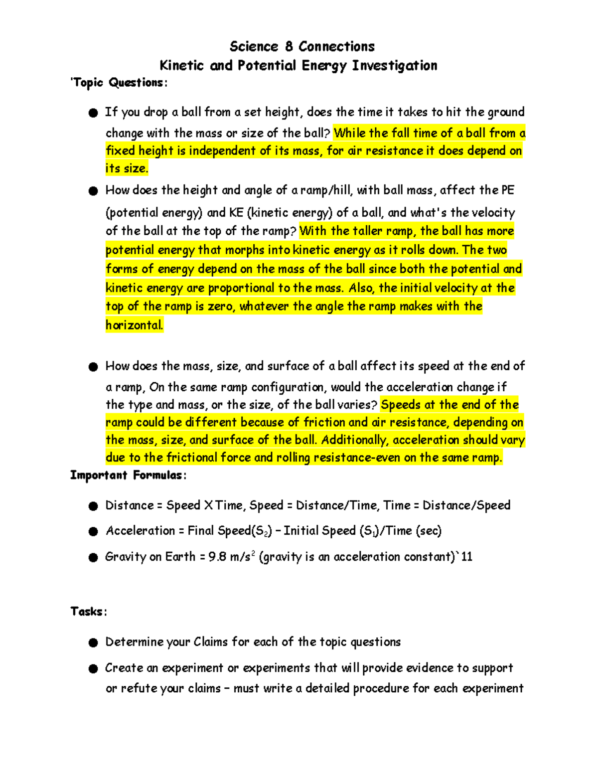 Copy of Accelerated Gravity and K&E Investigation - Kinetic and ...