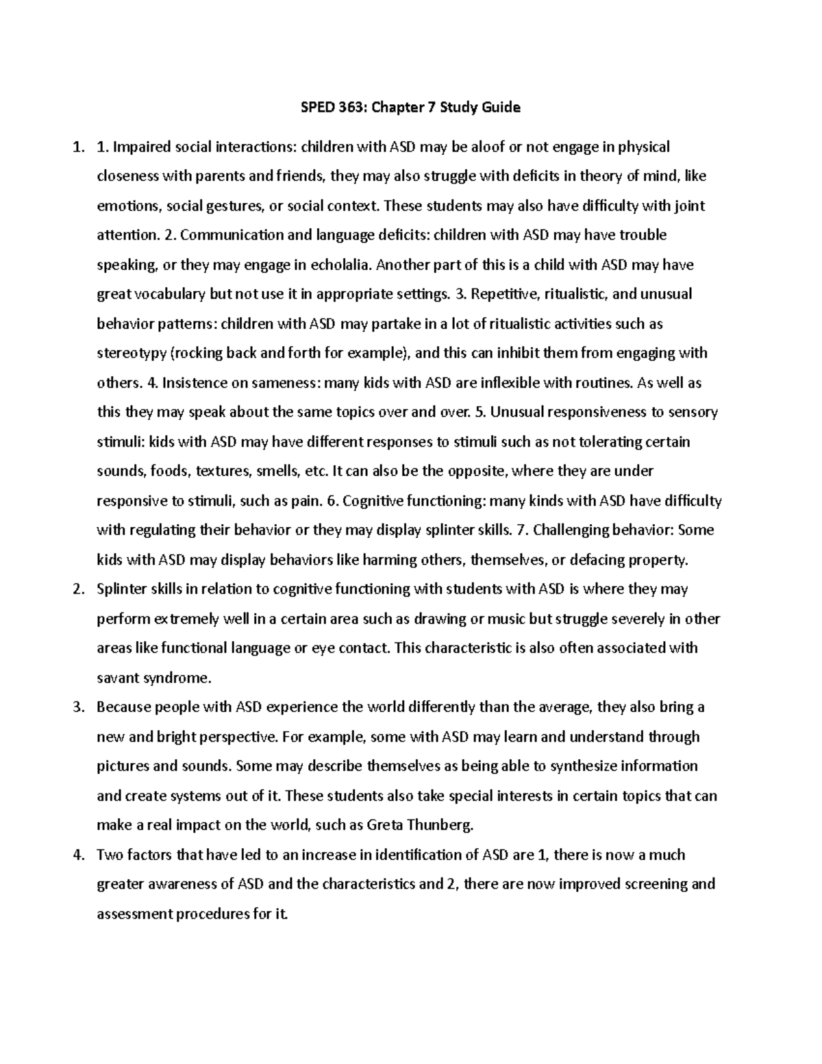 SPED 363 Study Guide 7 - SPED 363: Chapter 7 Study Guide Impaired ...