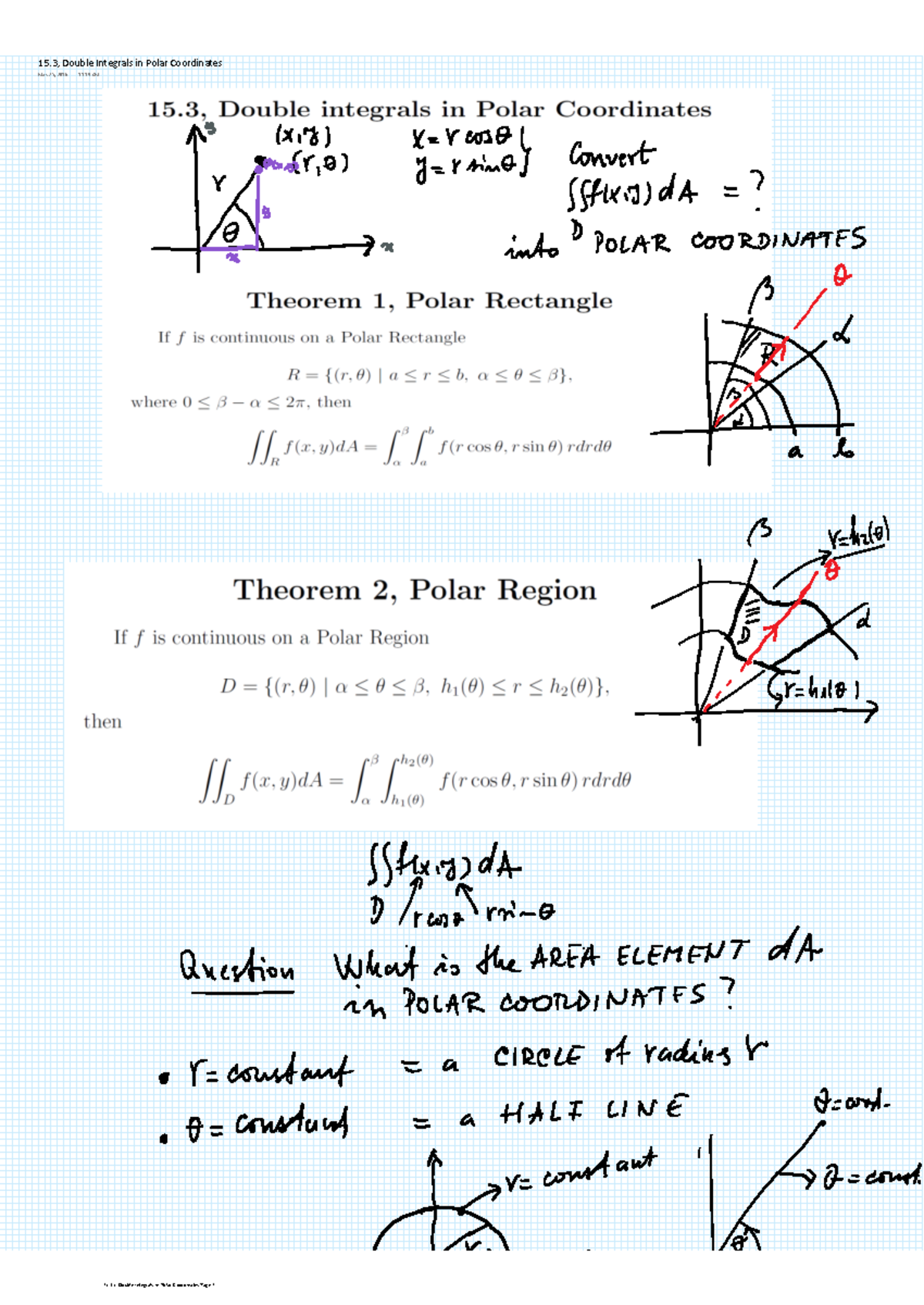 15.3, Double Integrals in Polar Coordinates - 15, Double Integrals in ...