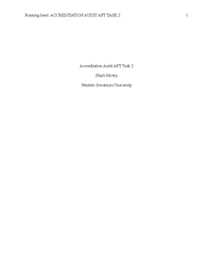 Accreditation Audit - Task 4 Joint Commission - Running head ...