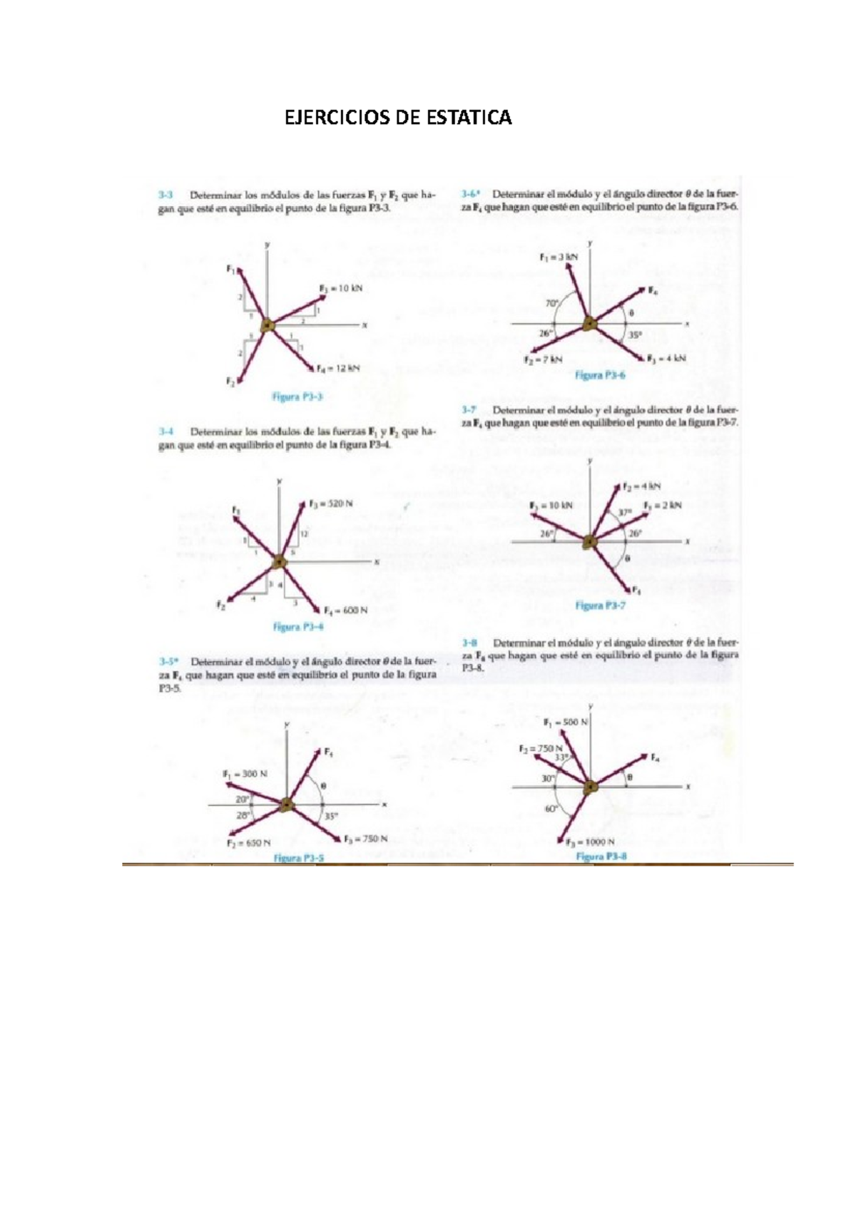 Ejercicios DE Estatica - Física - EJERCICIOS DE ESTATICA - Studocu
