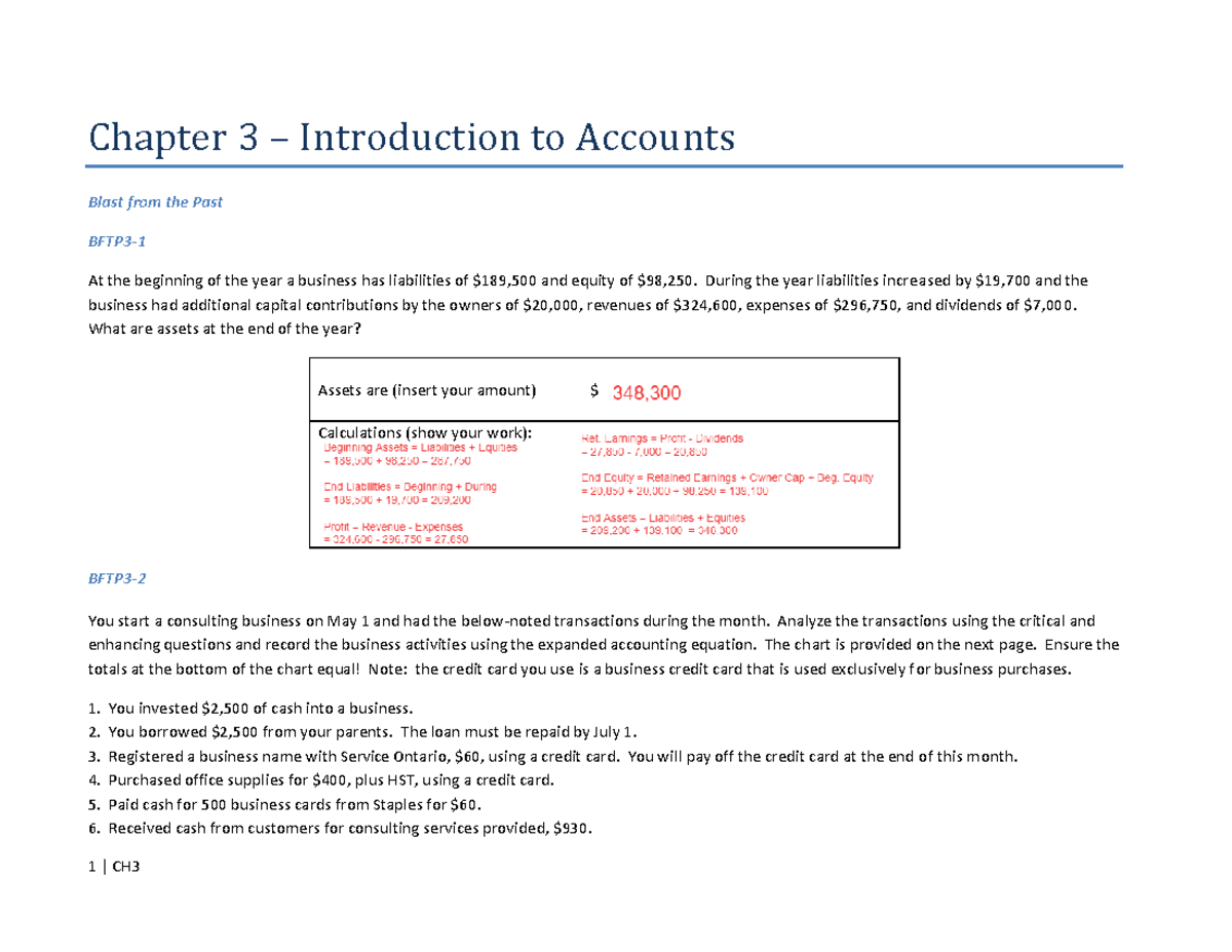 CH3 Accounts Notes (My Solutions) - Chapter 3 – Introduction to ...