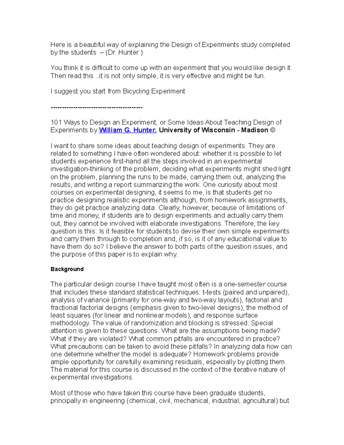 101 ways to design an Experiment-2 - Here is a beautiful way of ...