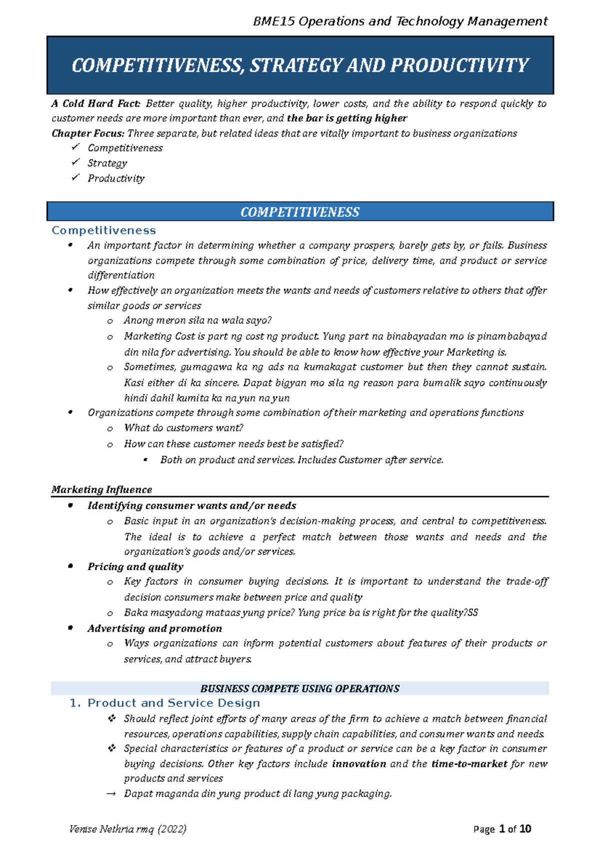 C2 Competitiveness, Strategy & Productivity - COMPETITIVENESS, STRATEGY ...